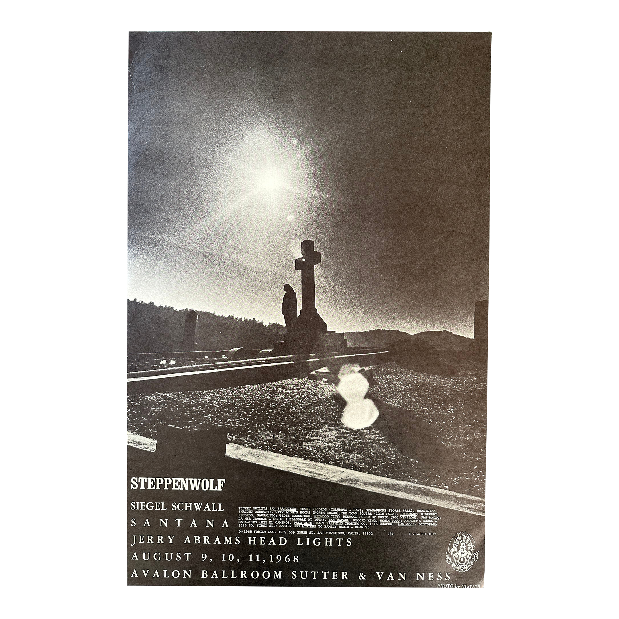 Original 1968 Steppenwolf/Santana Avalon Ballroom Concert Poster | Chairish