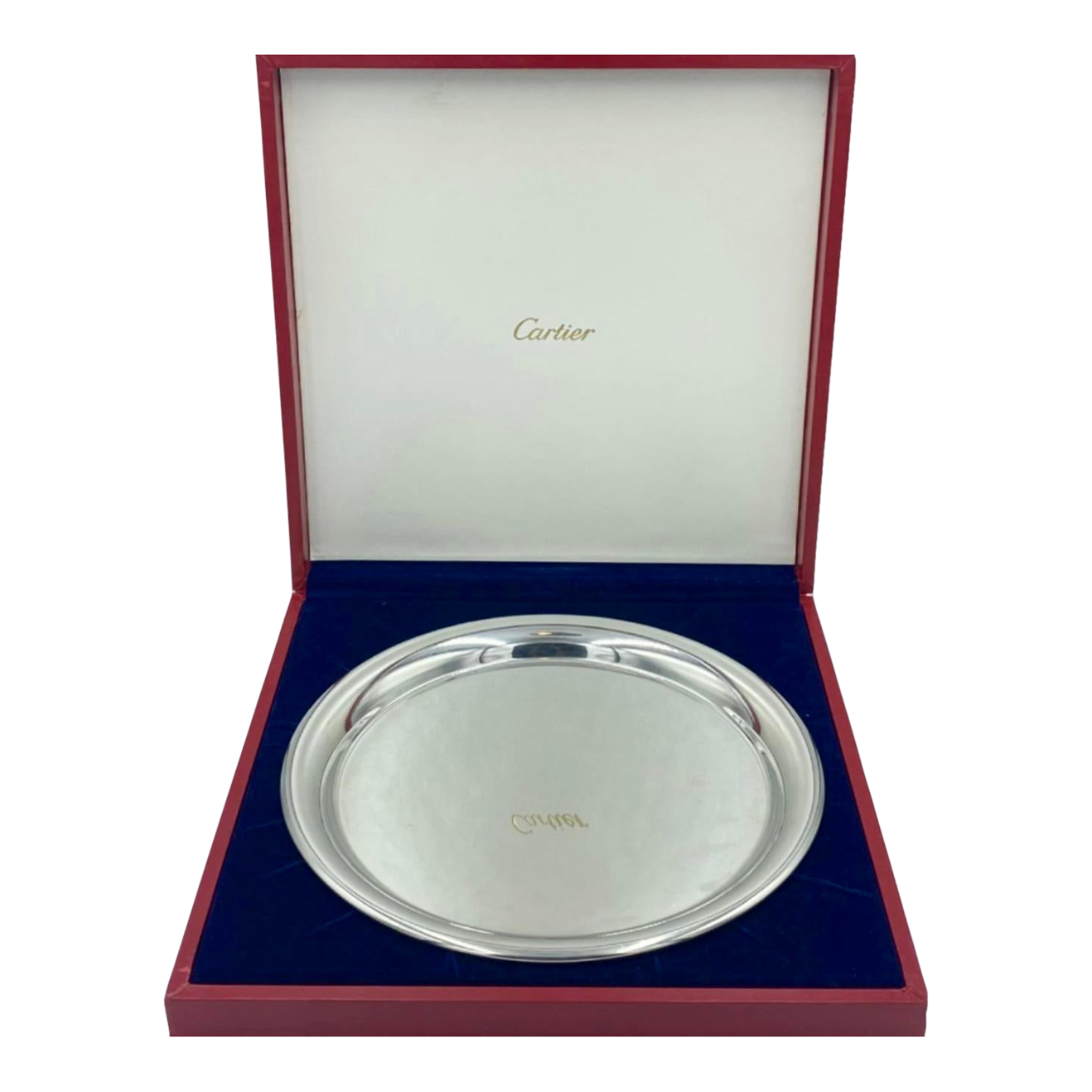 Early 21st Century Cartier Serving Cocktail Tray Silver Pewter in Box ...