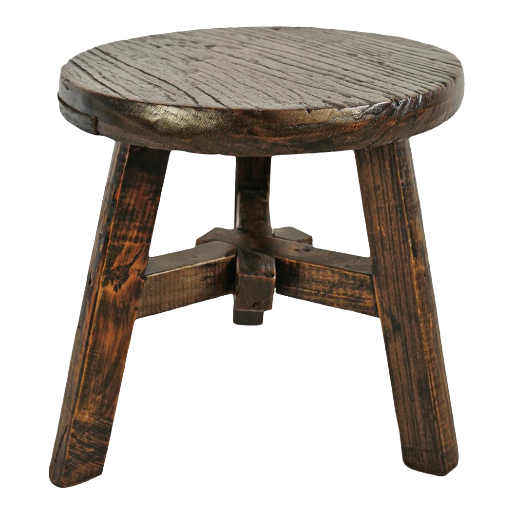 Vintage Elm 3 Leg Work Stool | Chairish