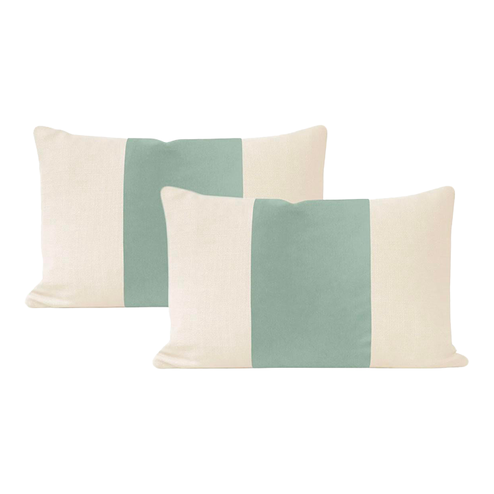 12" X 18" Sea Blue Italian Velvet Lumbar Pillows - a Pair | Chairish