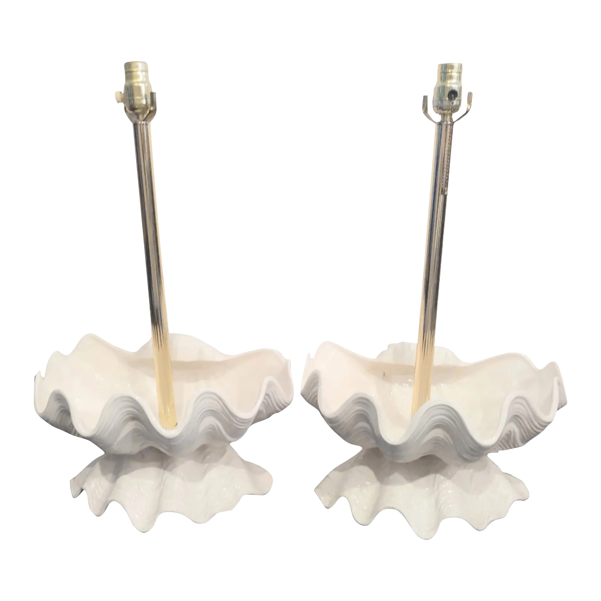 Custom Made Vintage Ceramic Huge Double Clam Shell Coastal Wicker Shade ...