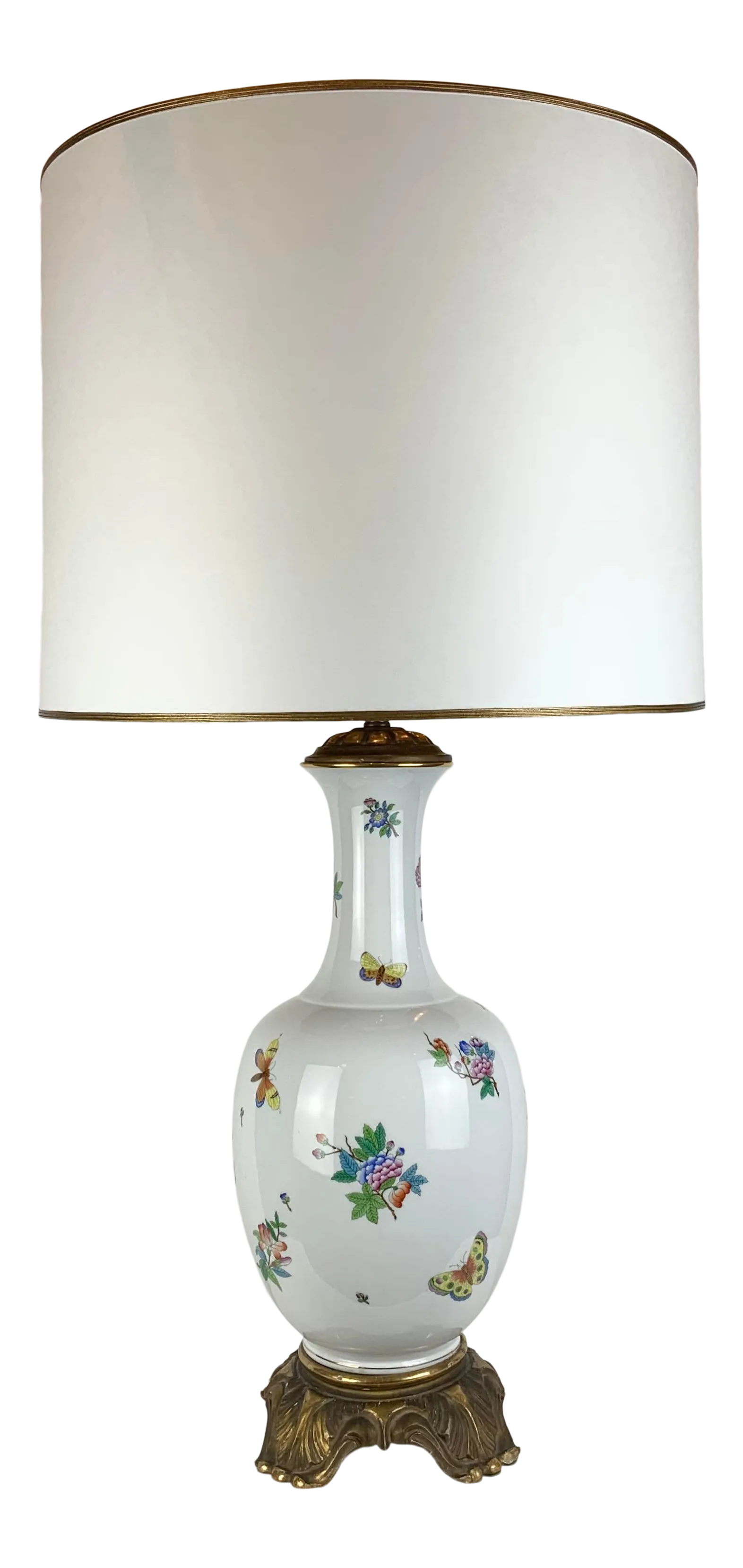 Herend Queen Victoria Lamp With Custom Shade | Chairish
