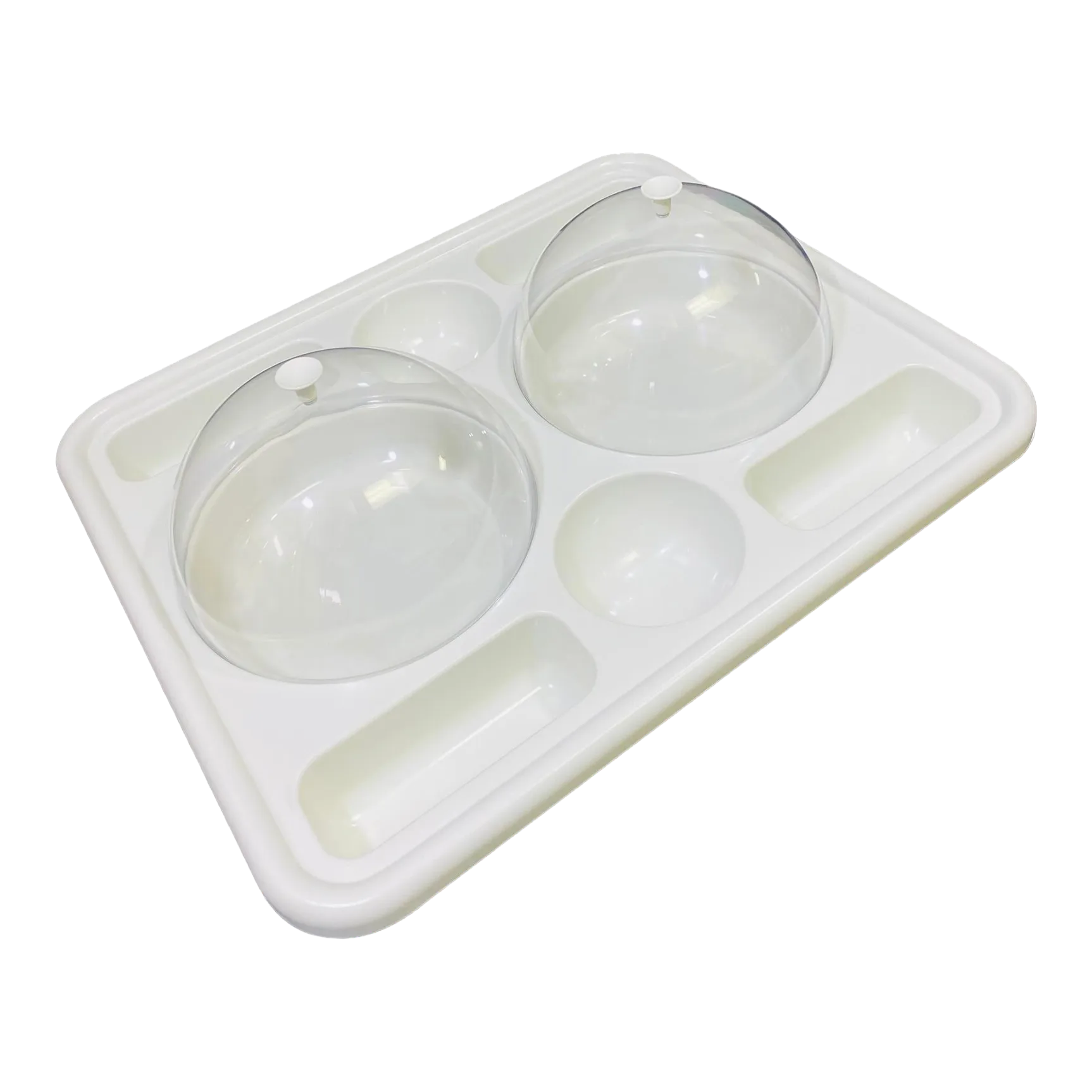 1970's Multi-Compartment Tray Valet With Two Dome Covers | Chairish
