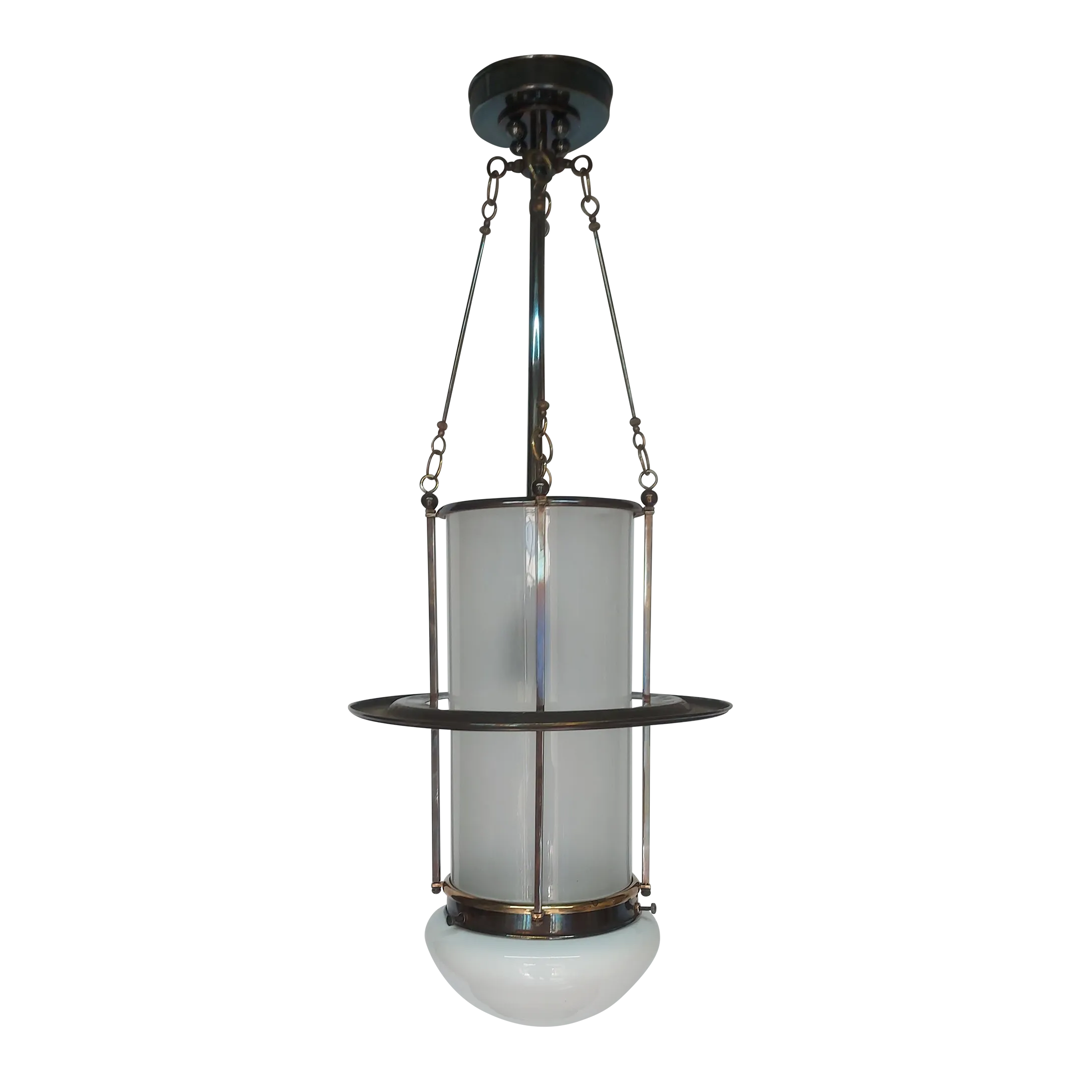 Vintage 1940s Skyscraper Art Deco Opaline Glass Fixture Brass & Frosted ...