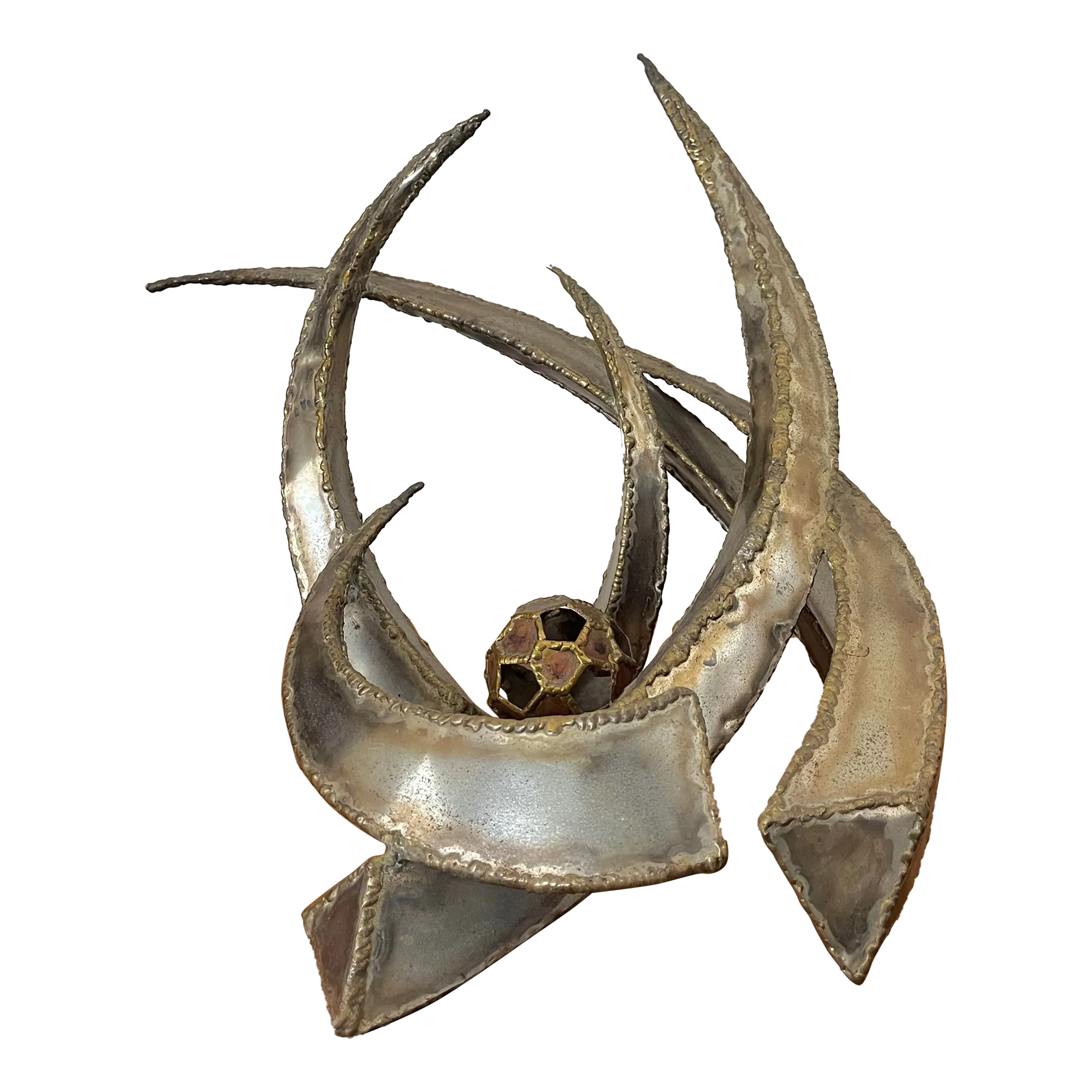 Brutalist Mid Century Mixed Metal Orb Sculpture | by Monk 1975 | Chairish