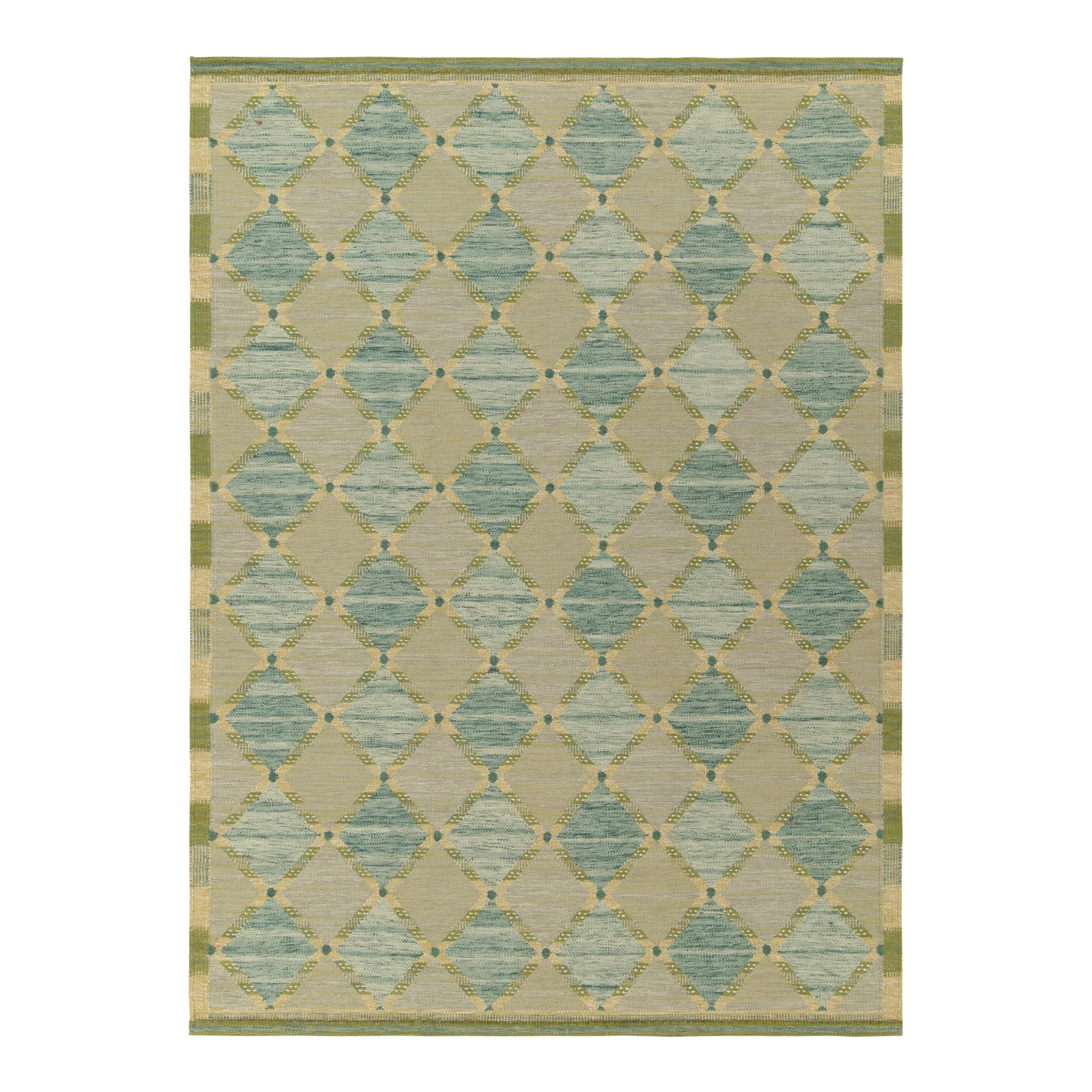 Rug & Kilim's Scandinavian Style Custom Kilim Rug in Blue and Green ...