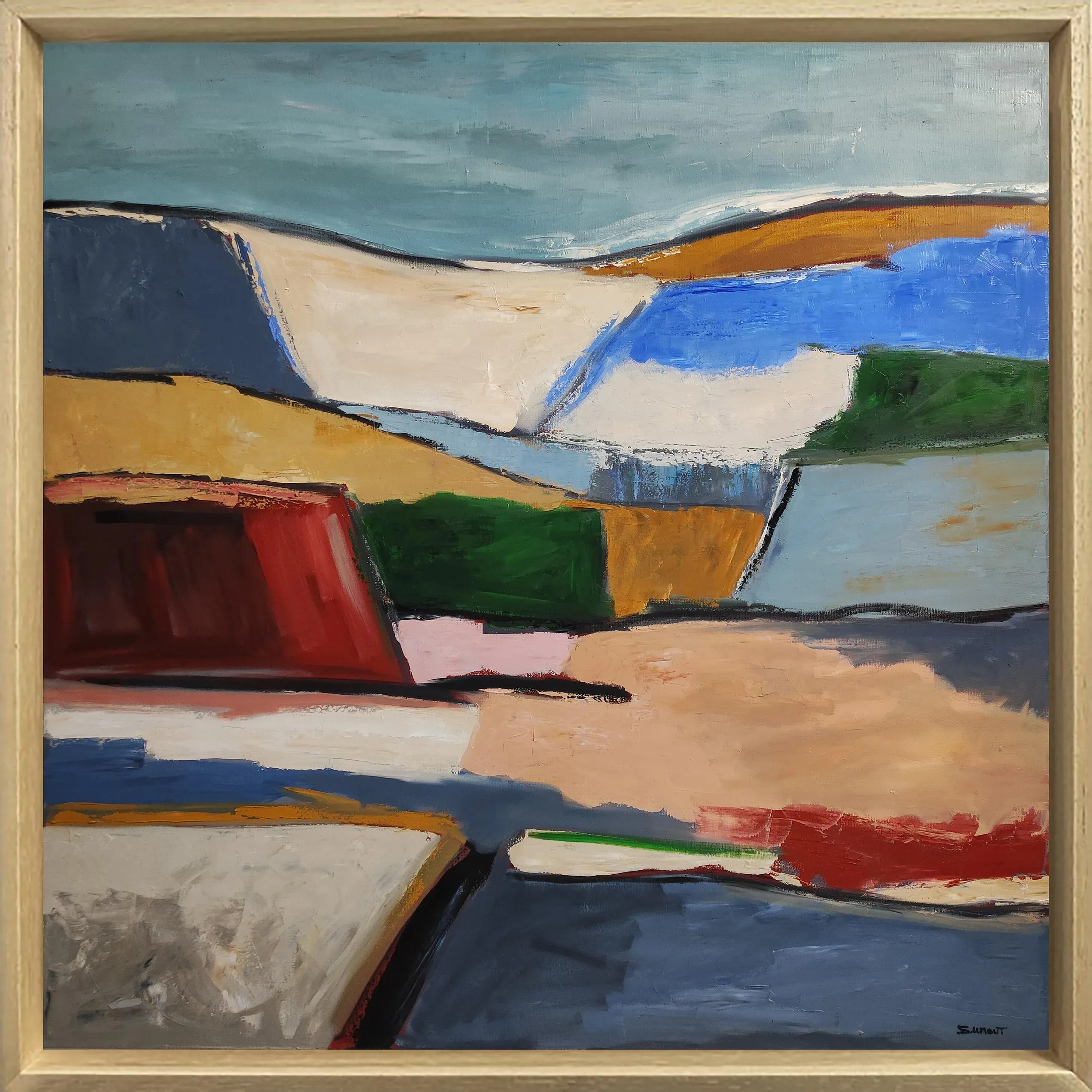 Deconstructed Landscape, Abstract, Modern, Contemporary Painting Framed ...