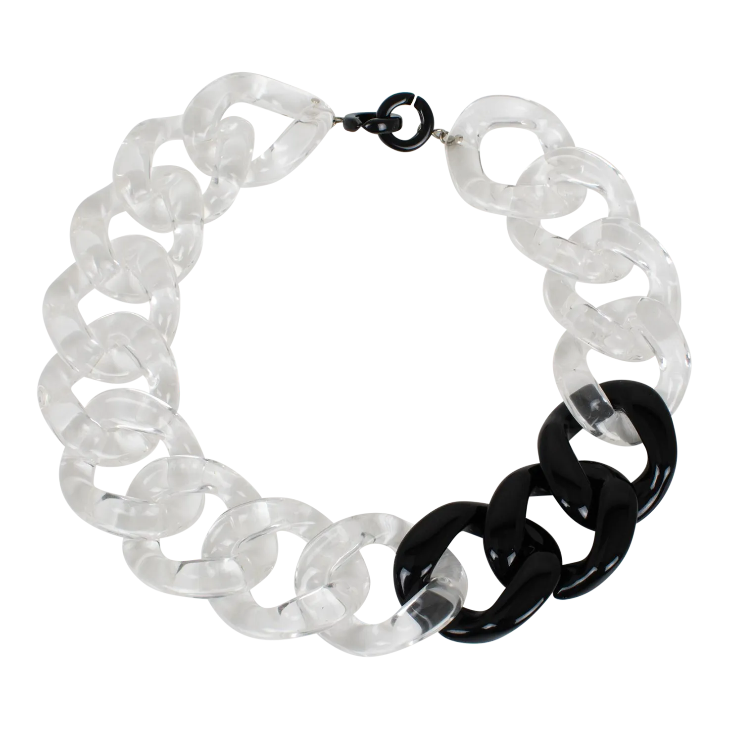 Angela Caputi Italy Large Transparent and Black Resin Chain Choker ...