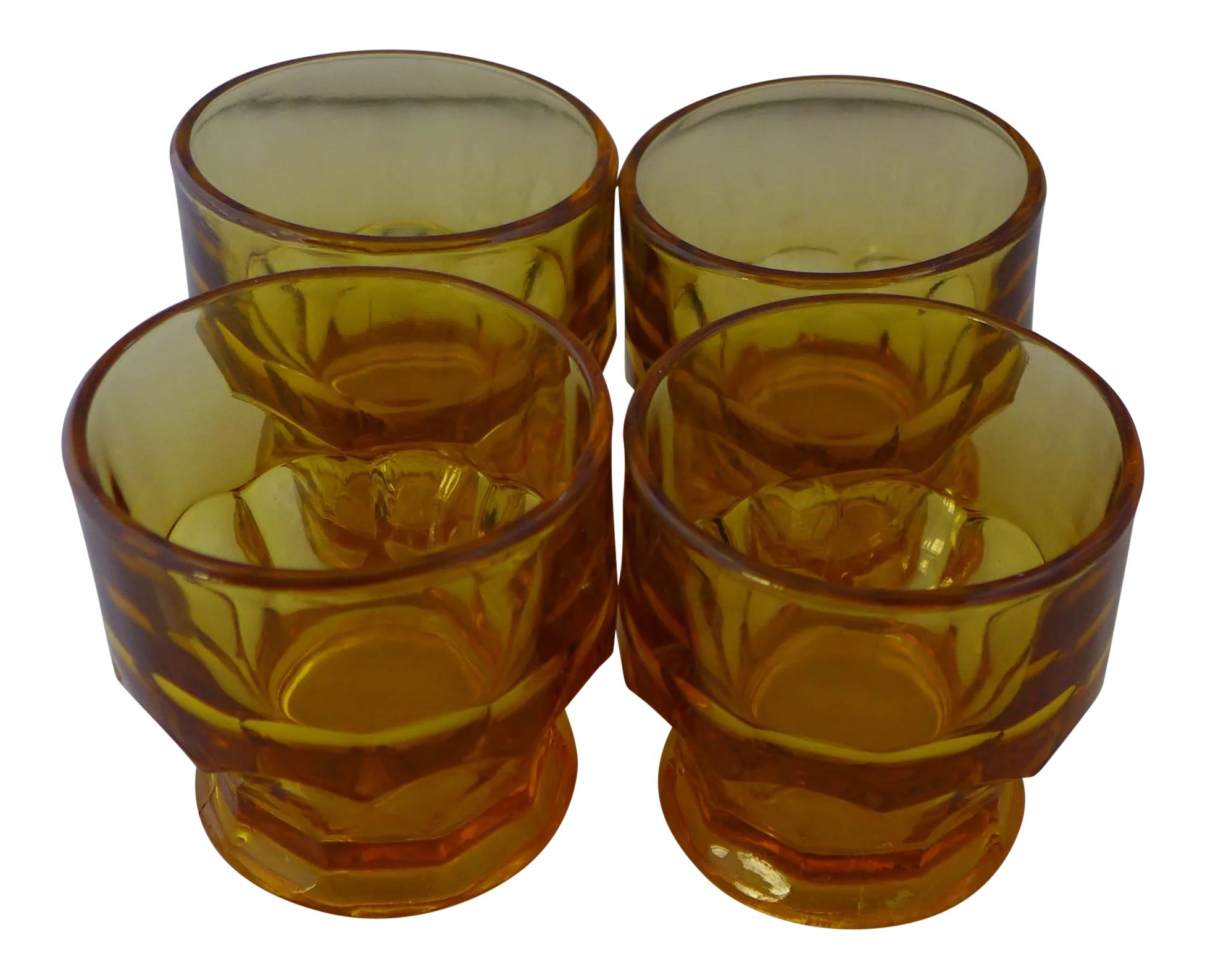 Mid-Century Modern Amber Glasses - Set of 4 | Chairish