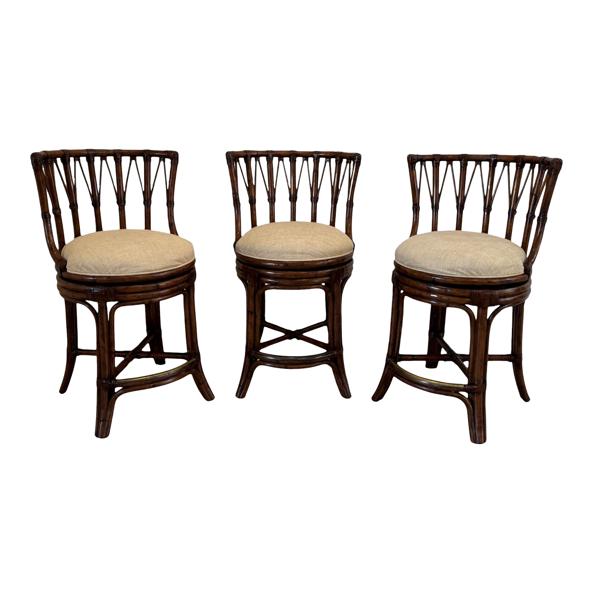 Tommy Bahama Coastal Rattan South Beach Counter Stools - Set of 3 ...