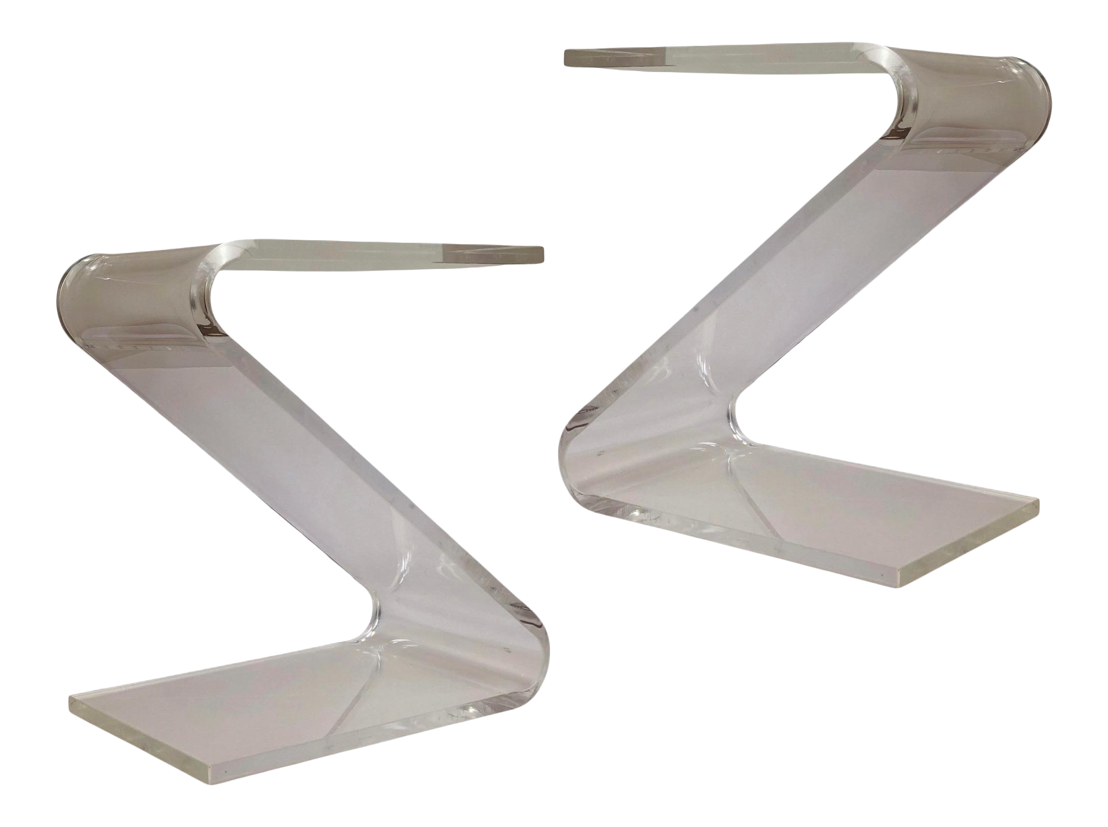 1970s Vintage John Mascheroni Z-Shaped Lucite Side Table - a Pair ...