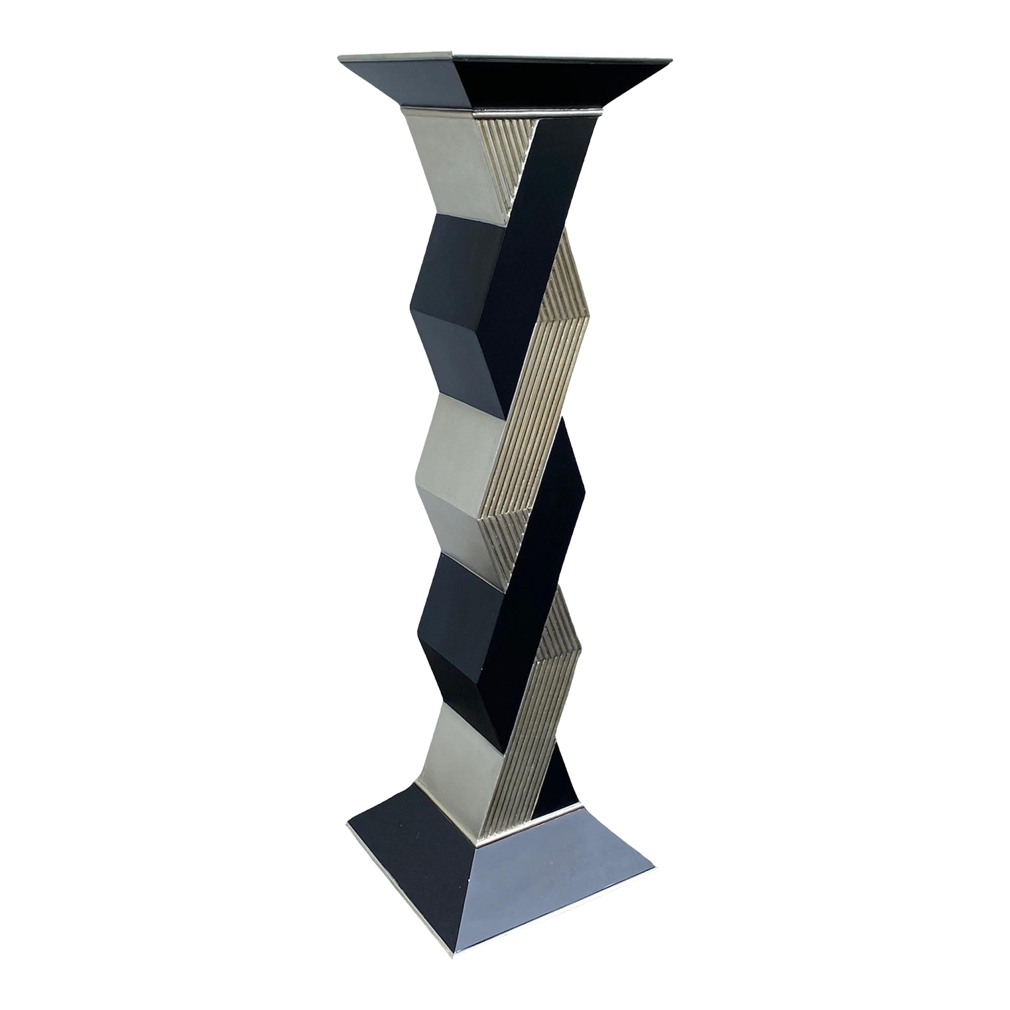 1990s Pedestal Column Pillar Stand With Zig-Zag Design | Chairish