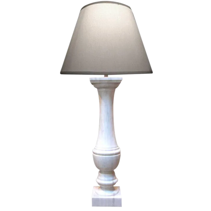 Elegant & Translucent Italian White Marble Baluster Now a Lamp | Chairish