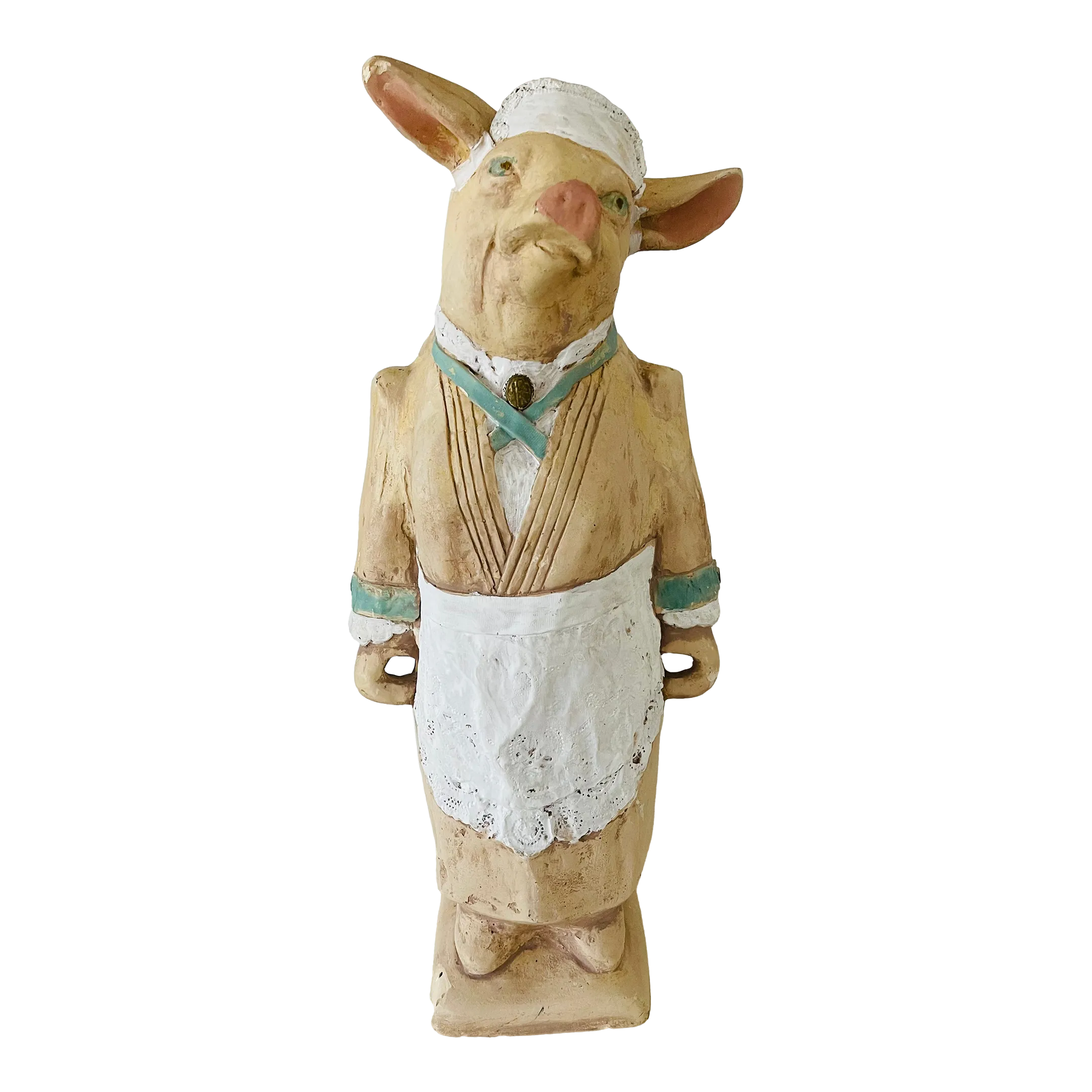 1970s Vintage Terracota Butcher Pig Sign Statue | Chairish