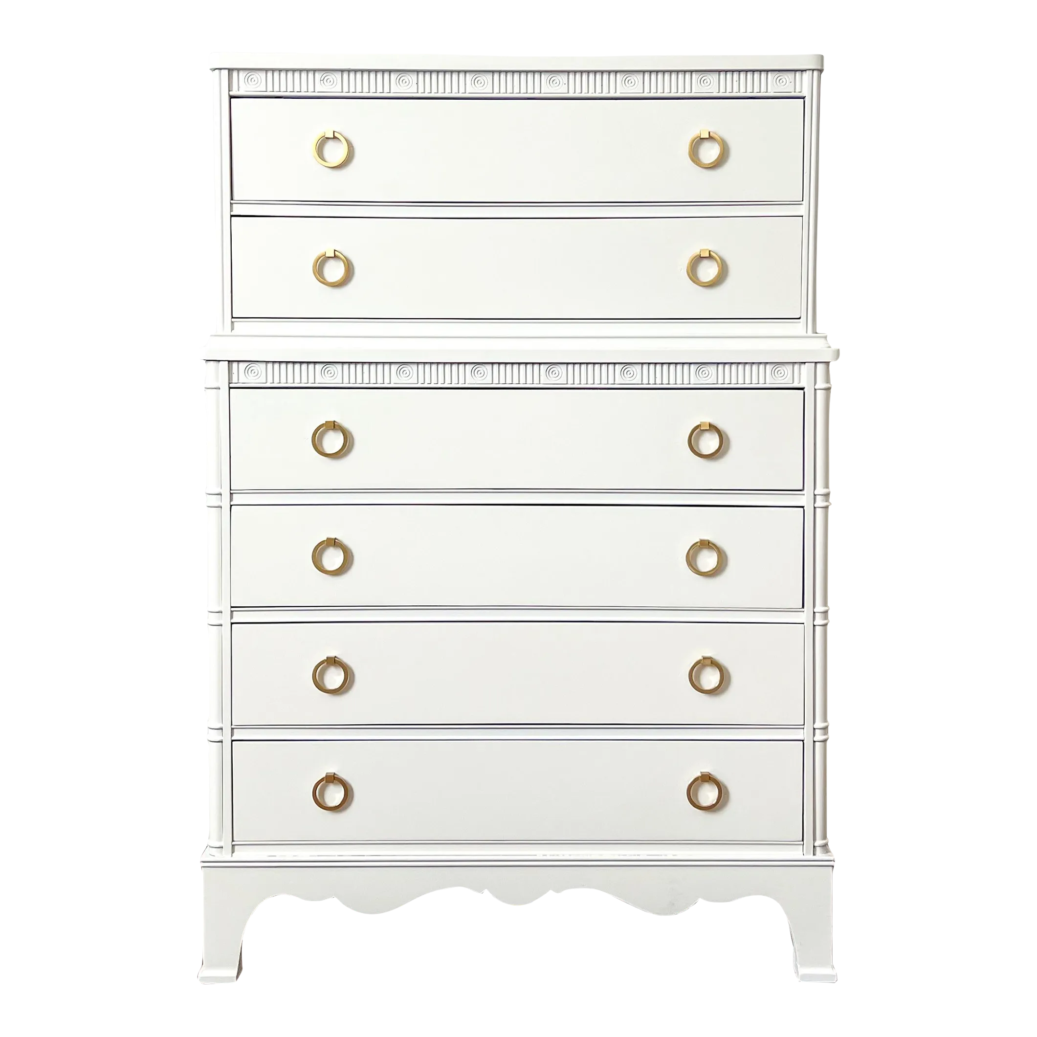1940s Vintage Bamboo Dresser in Modern White Lacquer Finish | Chairish