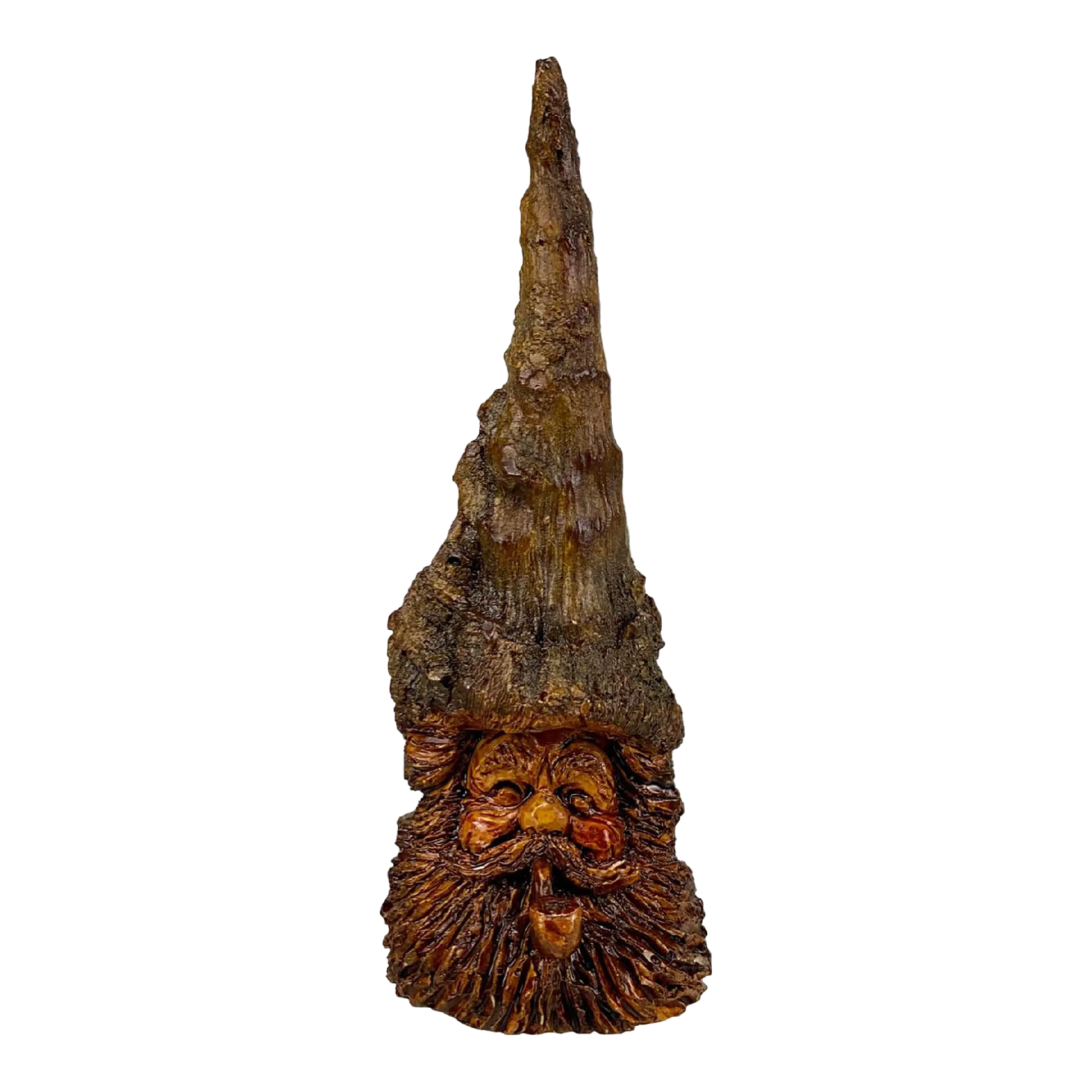 Vintage Folk Art Carved Wood Spirit Old Man Gnome Face Sculpture | Chairish