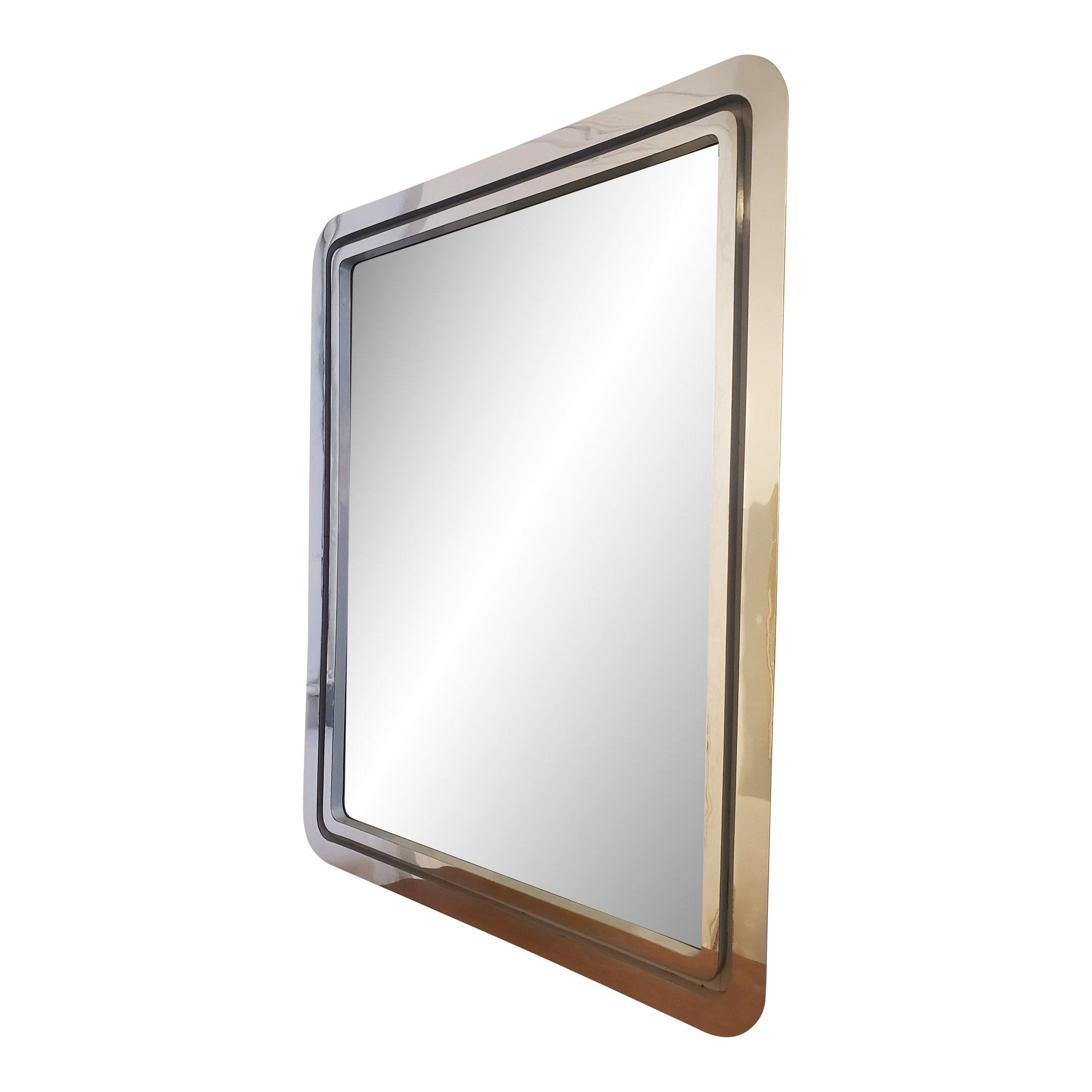 1970s Mirror With Chrome Rounded Corners | Chairish