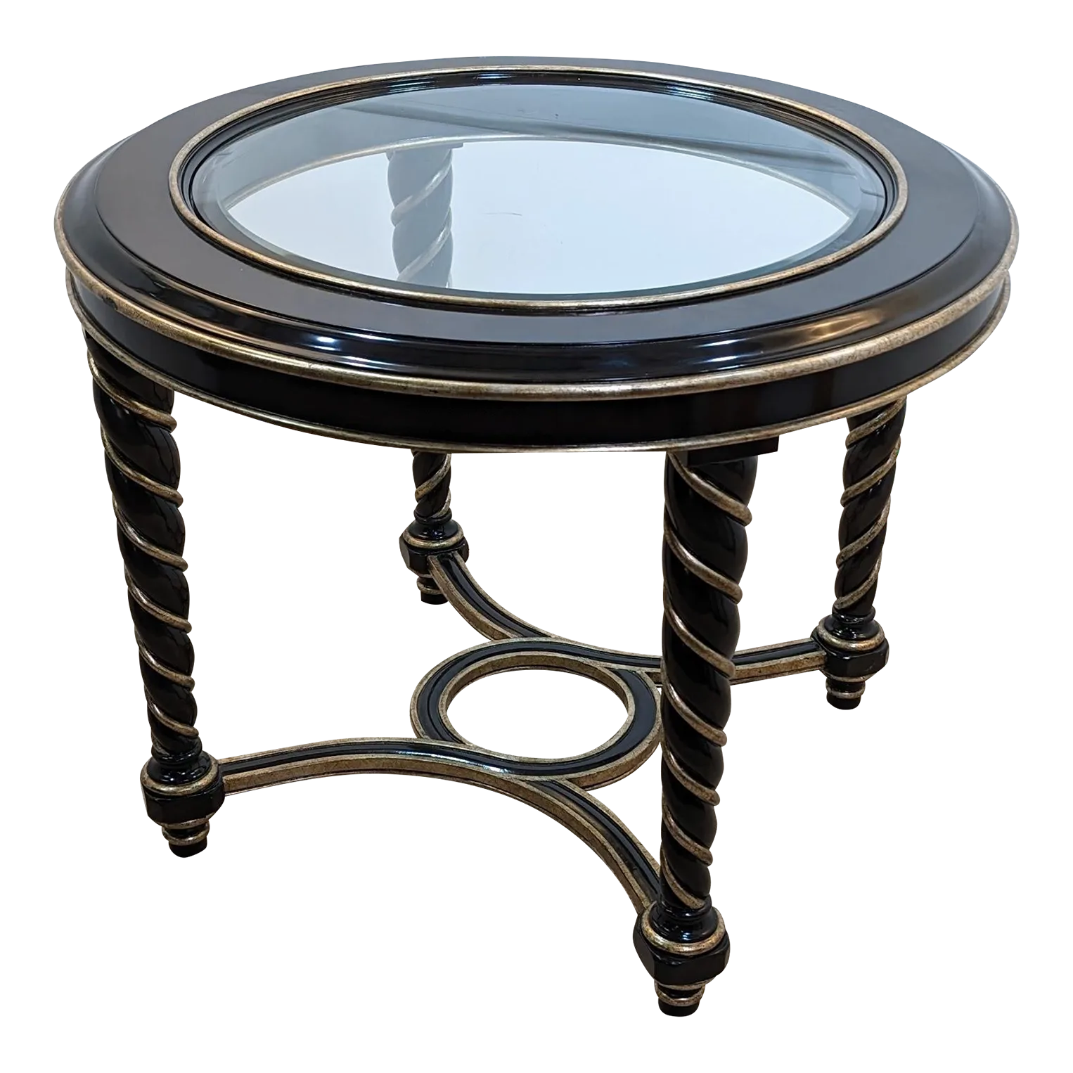 Marge Carson Round Glass Center Table | Chairish