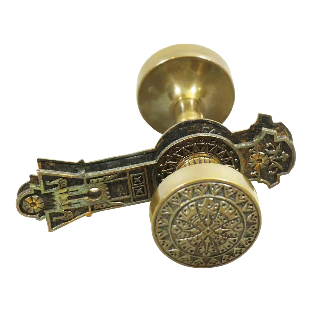 Antique Reading Bronze Door Knob and Backplates Set - 4 Pieces | Chairish