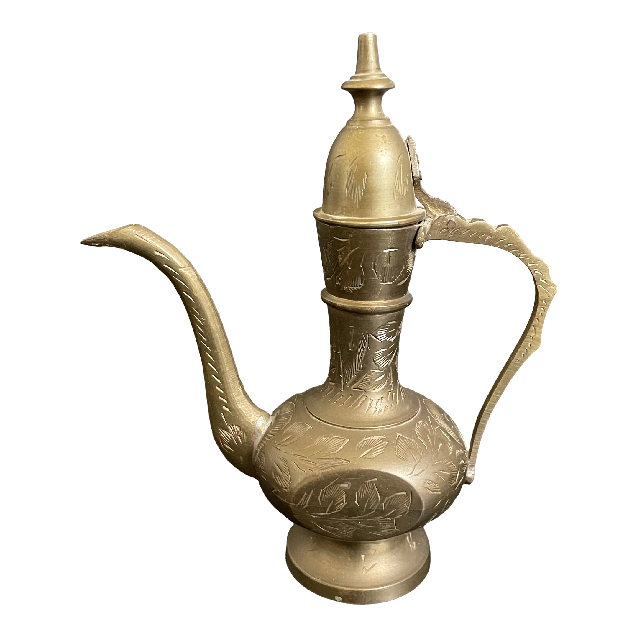 Vintage Mini Engraved Brass Surahi Pitcher | Chairish