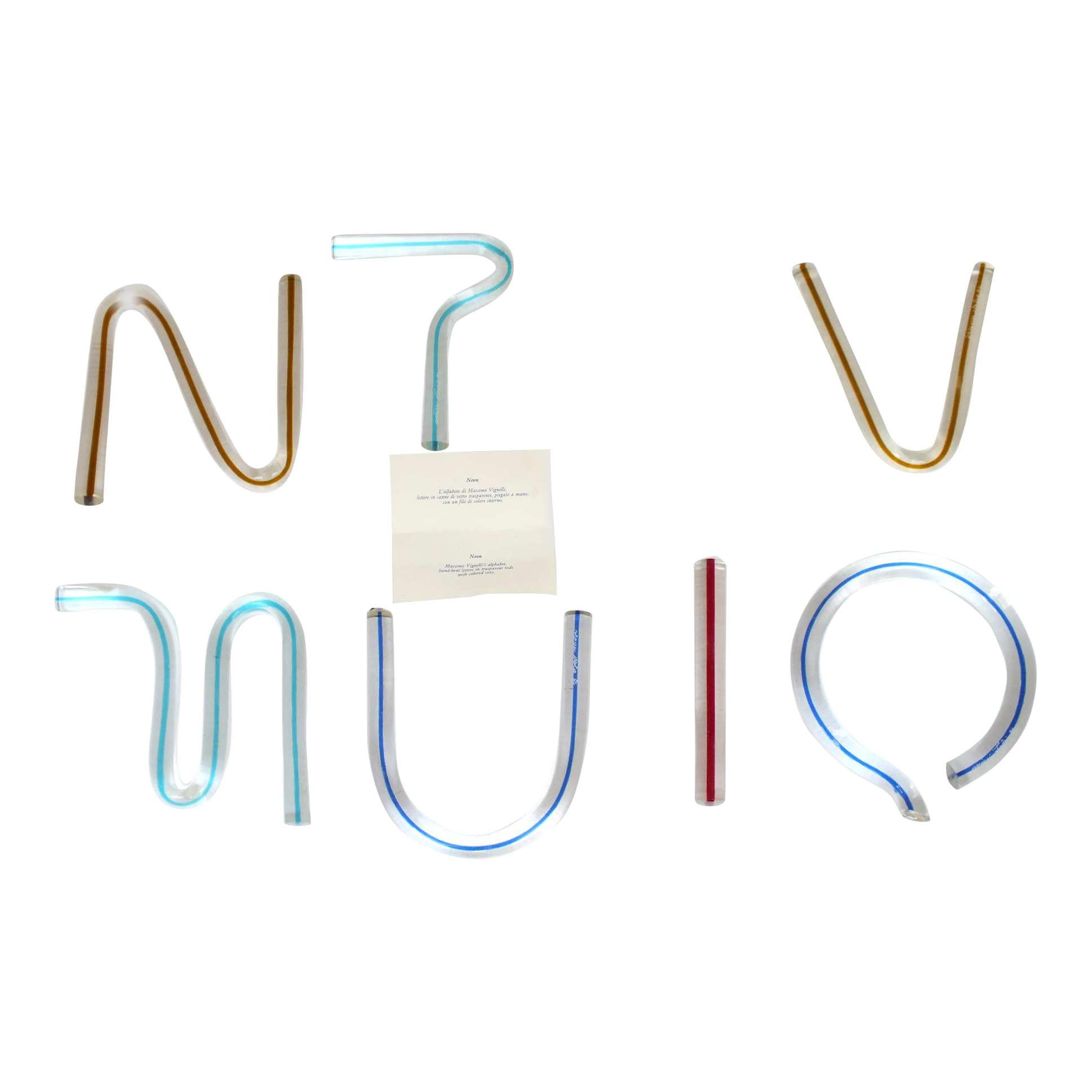 Set of 7 Venini Alphabet Letters "Neon" Massimo Vignelli Design Years ...