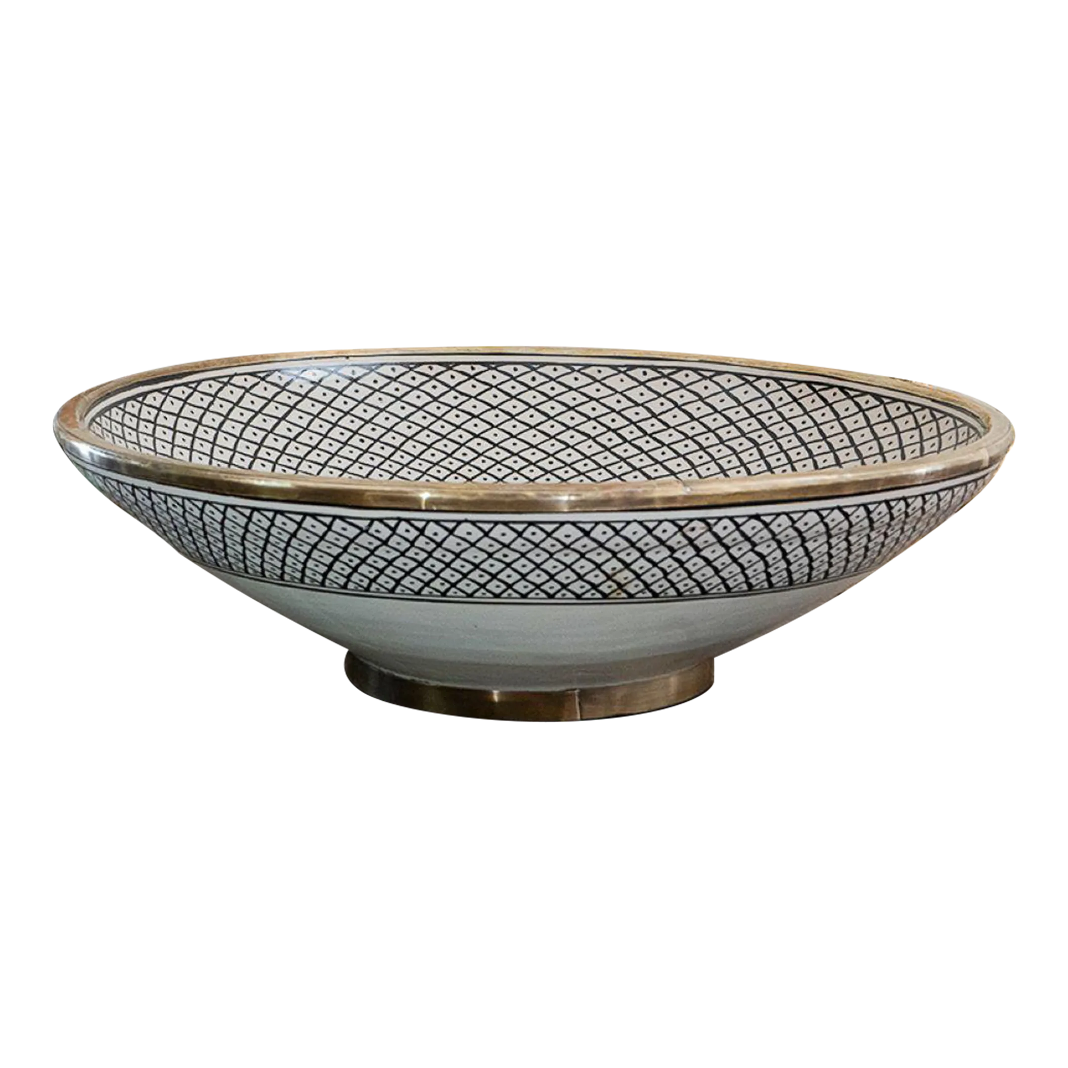 Contemporary Linda Hand Painted Round Pottery Sink Bowl With Brass ...