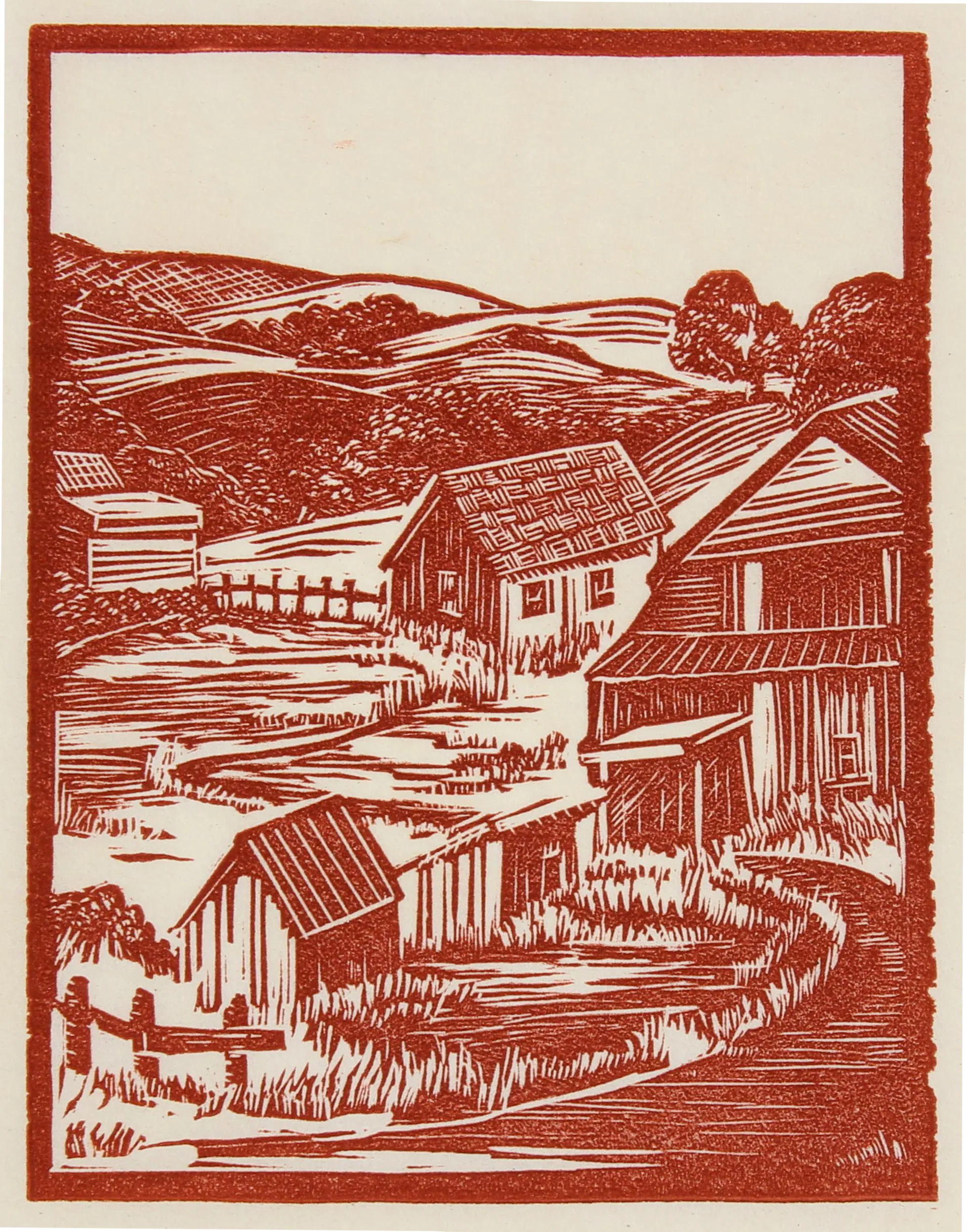 1940s Vintage Linoleum Block Print by Mary Watterick Evans | Chairish