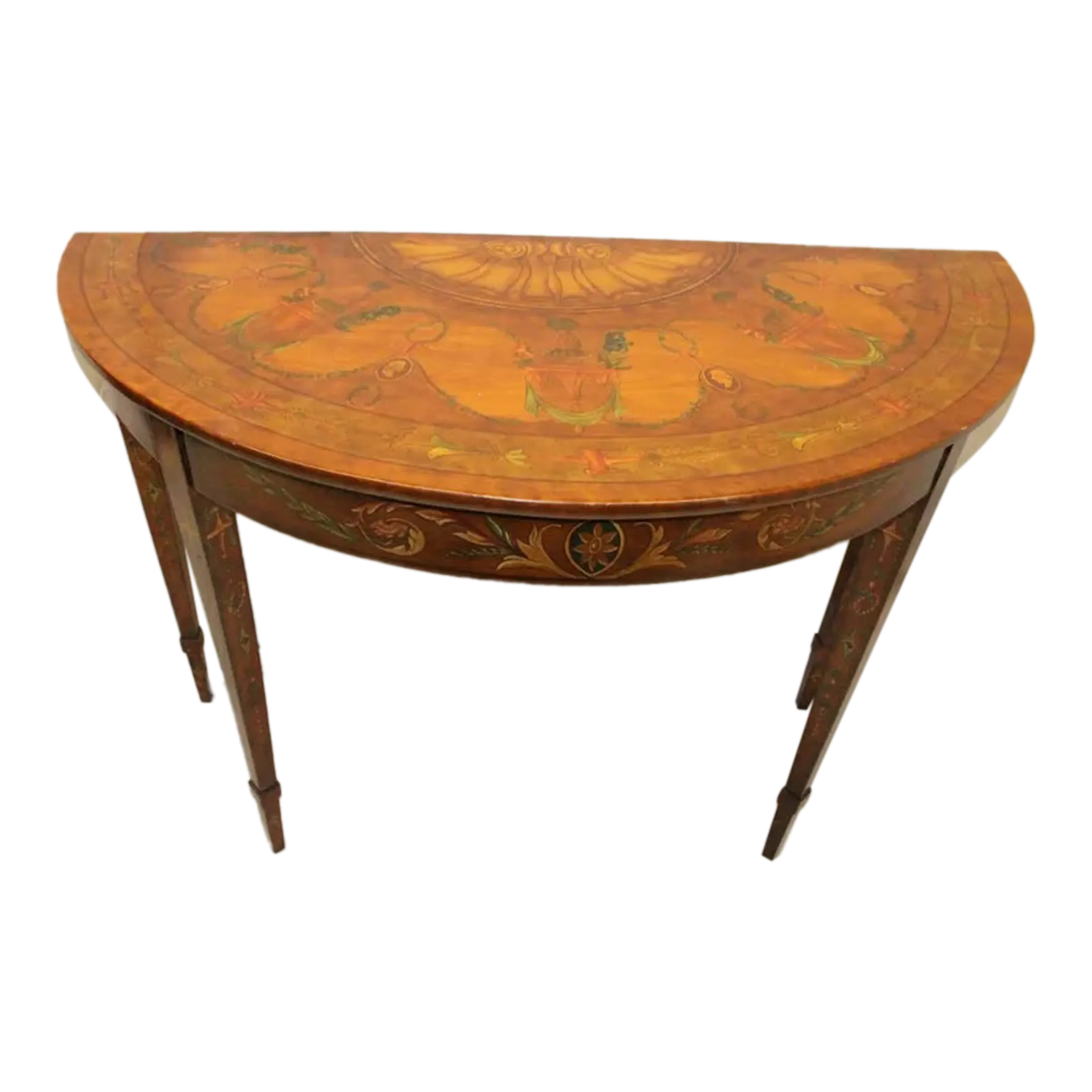 19th Century English Hepplewhite Hand Painted Console Table | Chairish