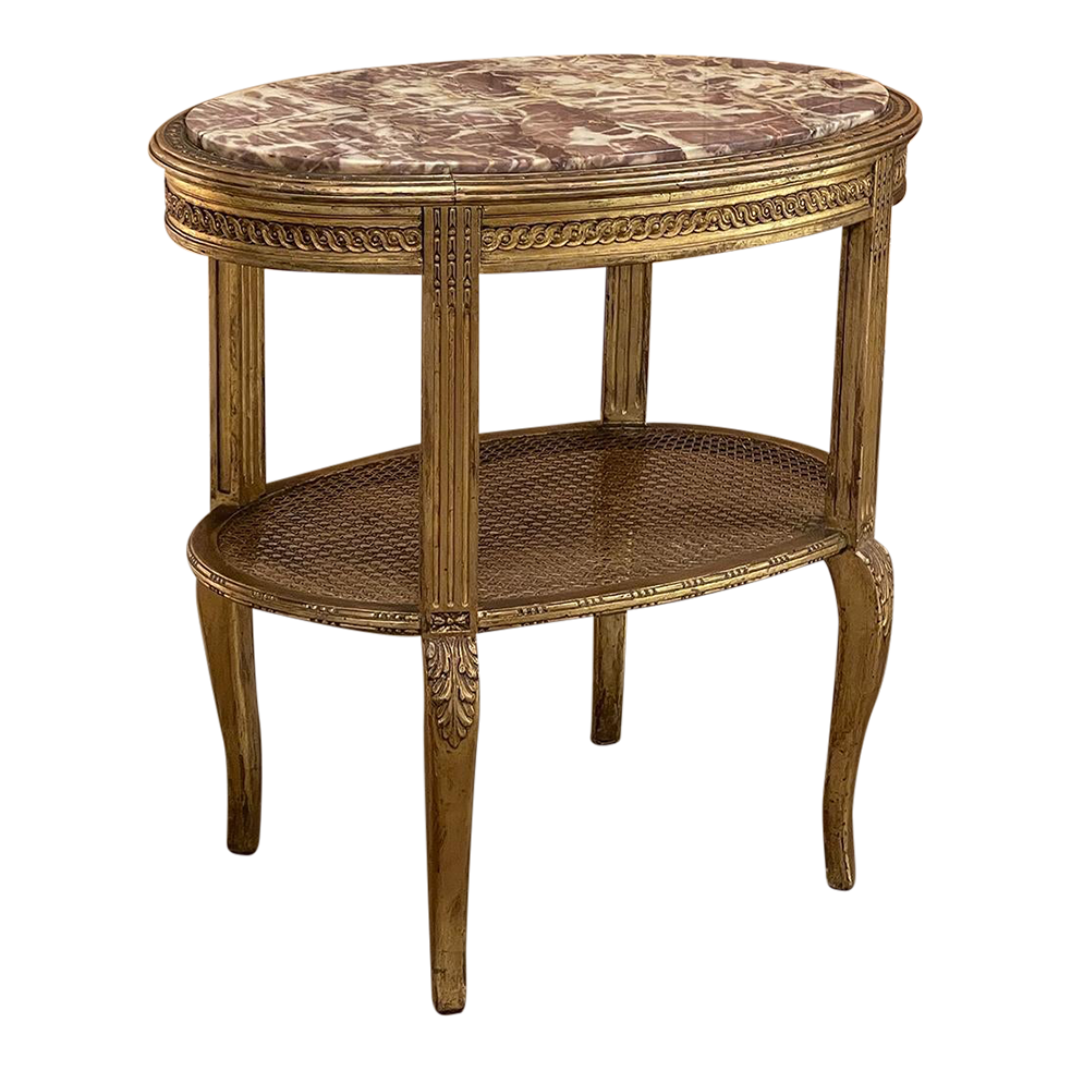19th Century Italian Louis XVI Oval Marble Top End Table | Chairish