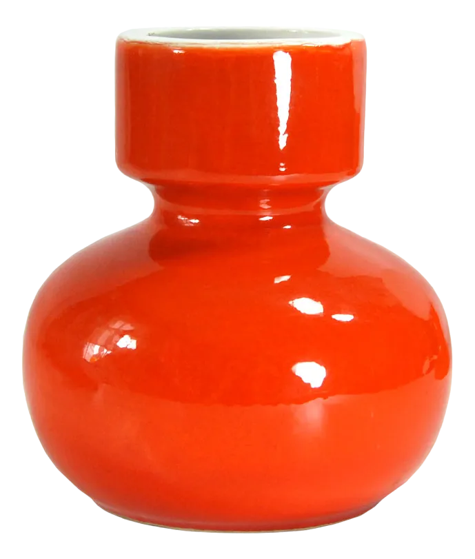 Vintage Space Age Orange Ceramic Vase, Belgium, 1970s | Chairish