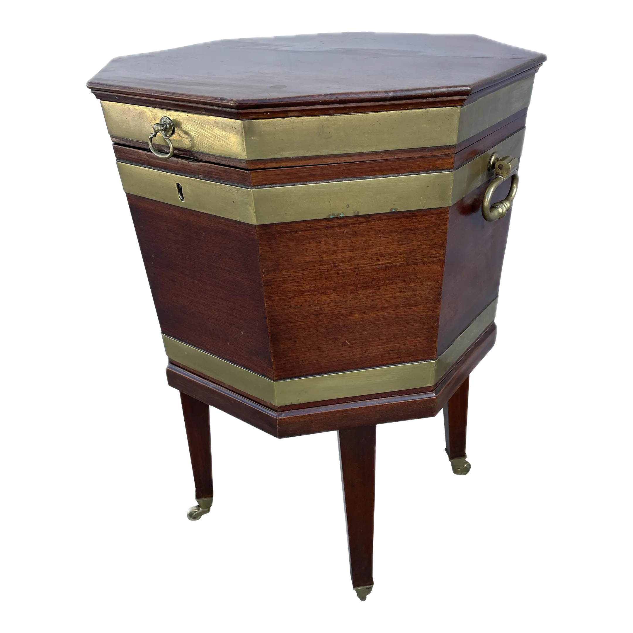 Late 18th Century George Lll Mahogany Hexagonal Brass Bound Cellarette ...
