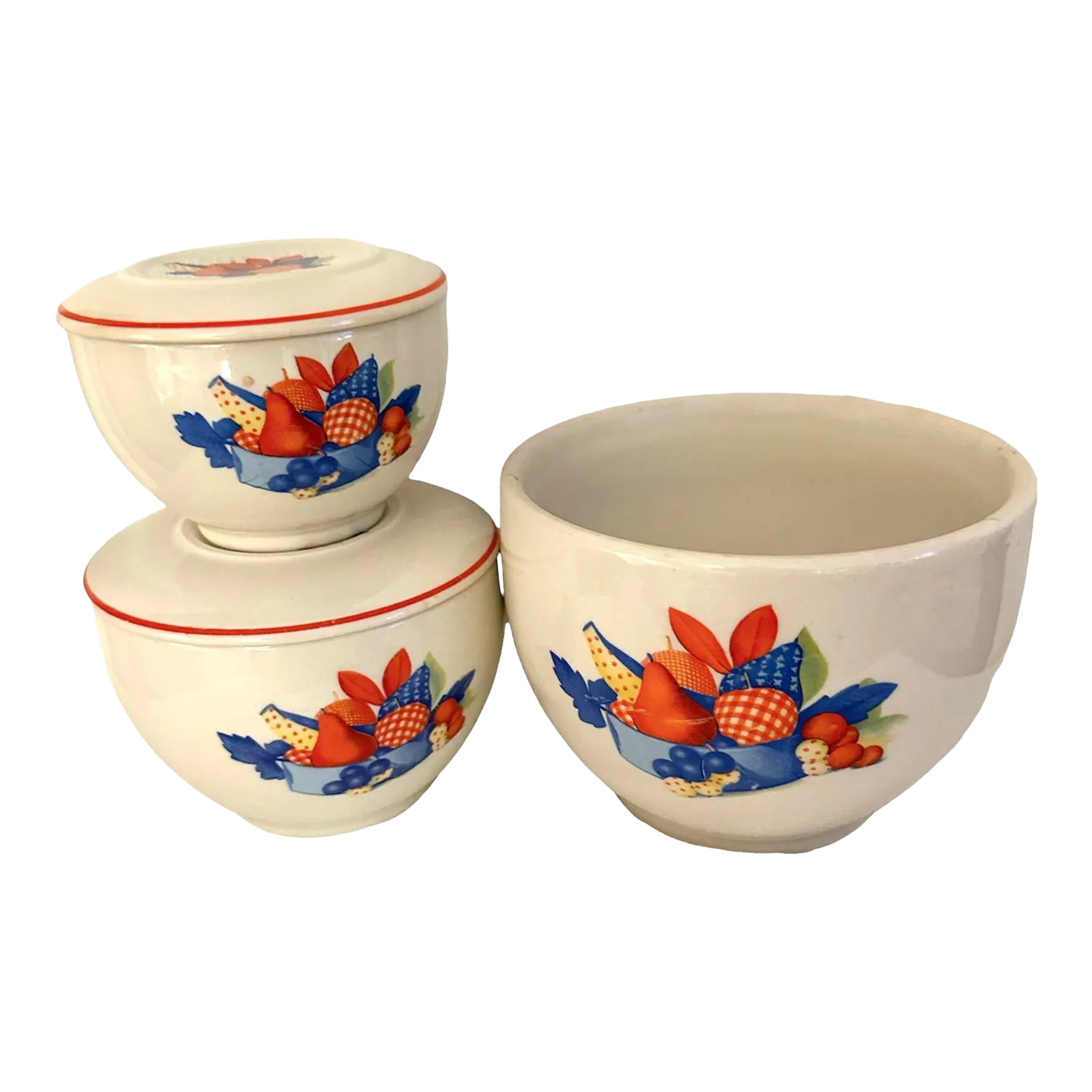 Vintage Universal Cambridge Potteries Calico Fruit Nesting Bowls - Set ...