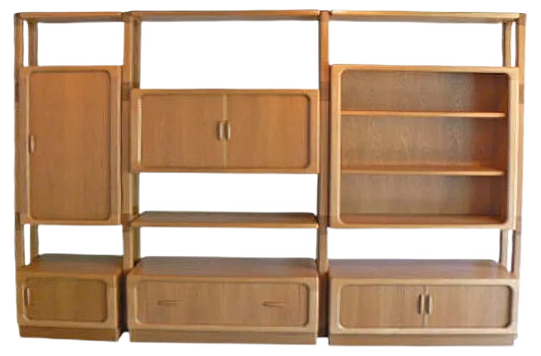 Large Oak Wall Unit with Sliding Doors from Dyrlund, 1980s | Chairish