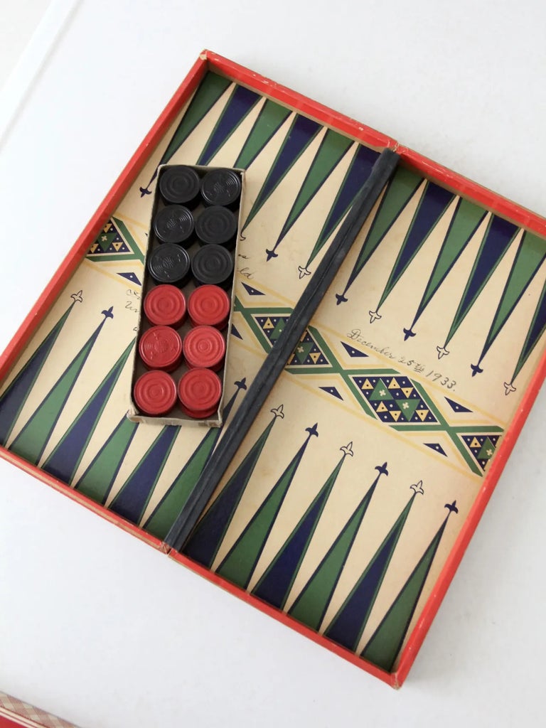 Vintage Checkers Backgammon 2-in-1 Giant Checkers And Backgammon Set ...