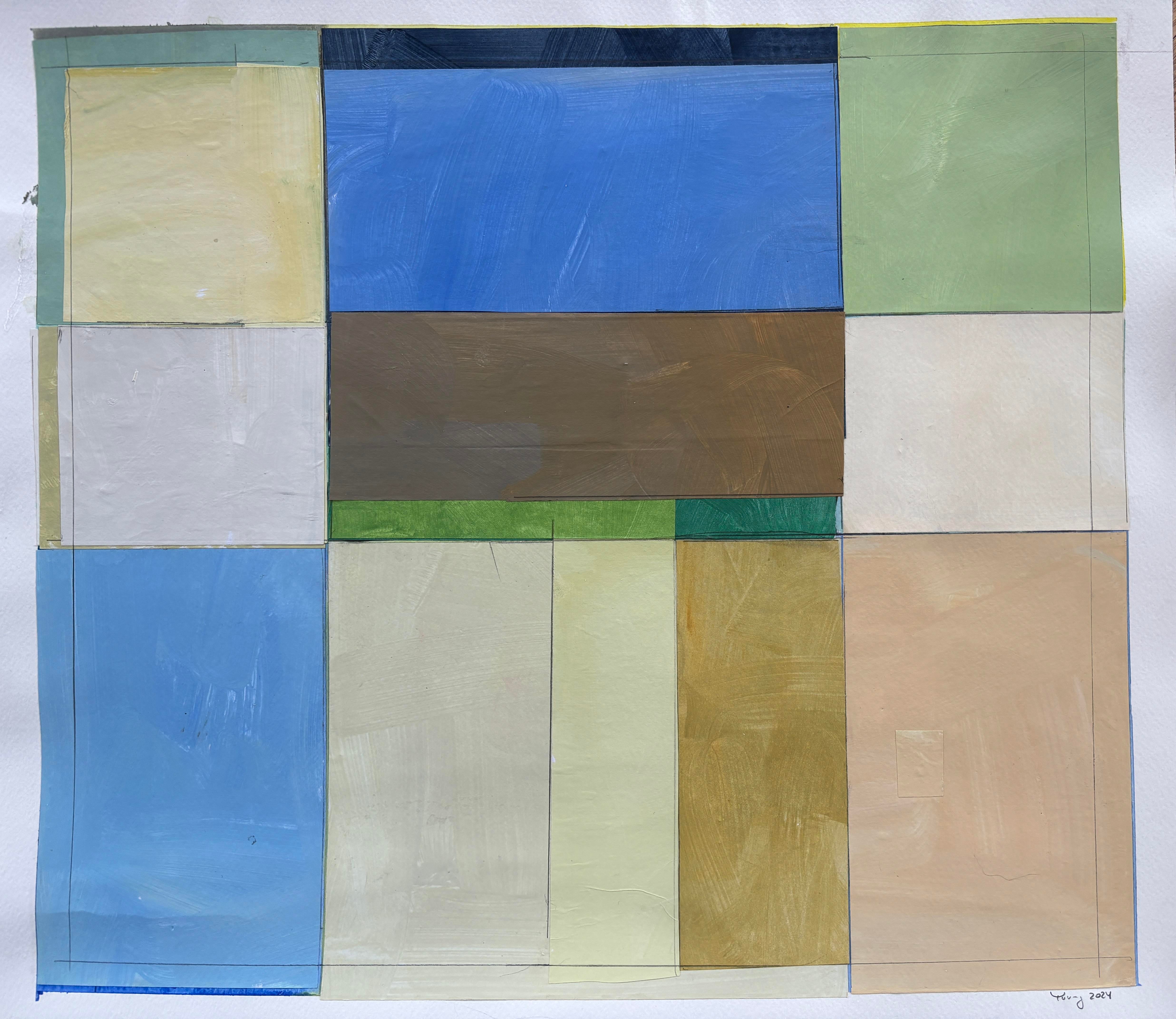 Lake Series Bryan Young Abstract Landscape Painting on Paper | Chairish