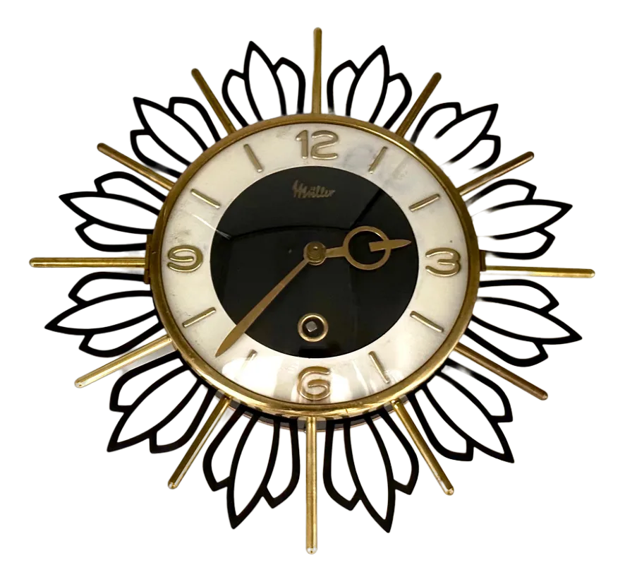 Mid-Century Sunburst Wall Clock from Müller, 1960s | Chairish