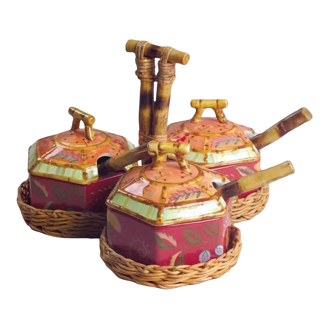 2000s Ramekin Serving Caddy Set Asian Style- 7 Pieces | Chairish