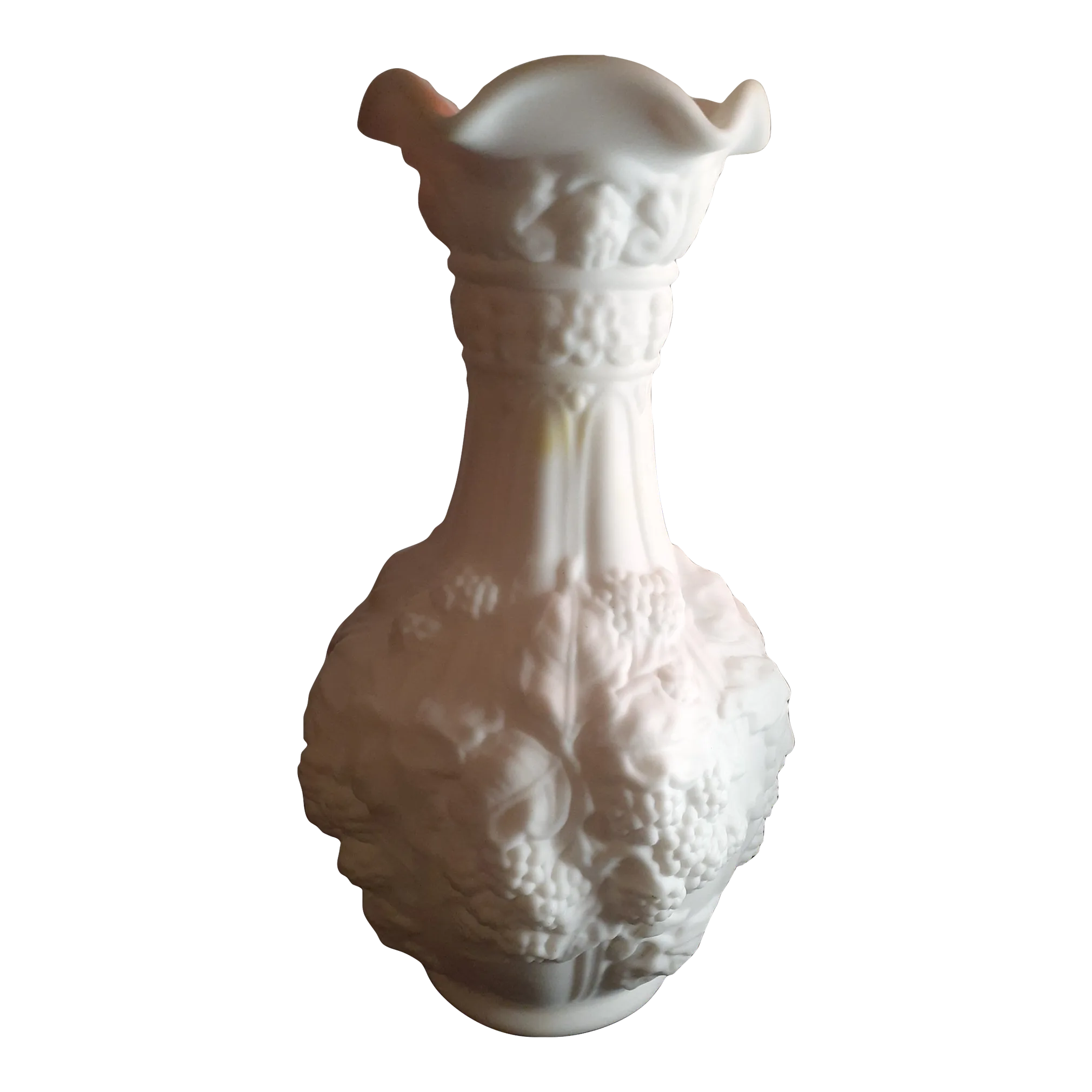 1960s Imperial Milk Glass Loganberry Vase | Chairish