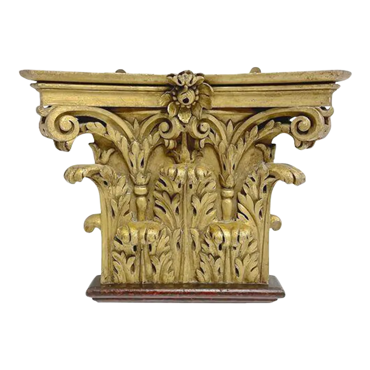 19th Century Antique Corinthian Column Capital Wall Shelf | Chairish