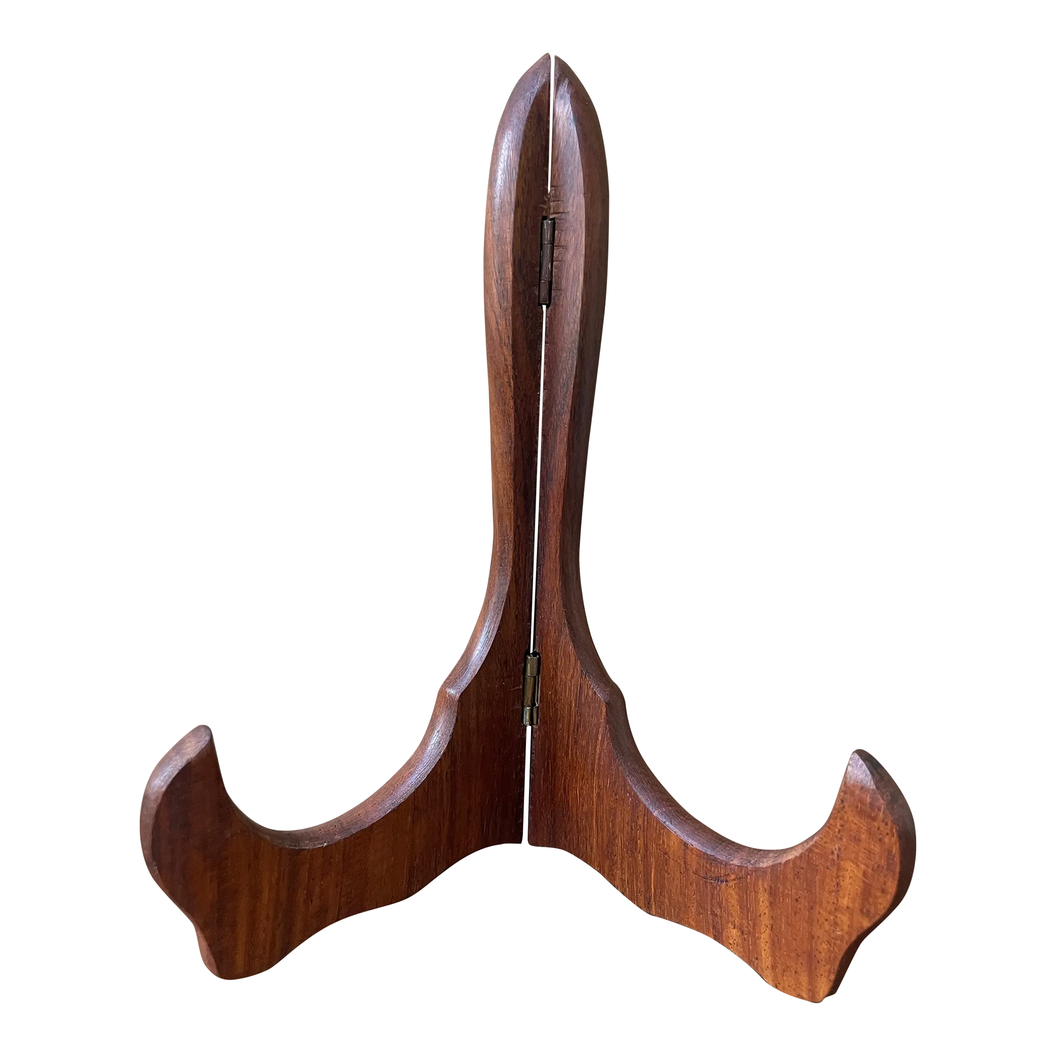 Vintage Wooden Plate Stand With Brass Inlays | Chairish