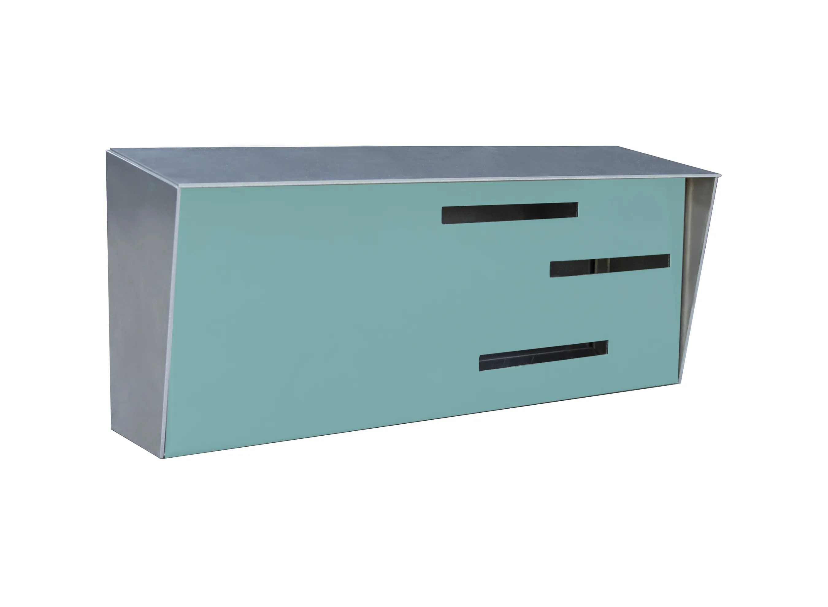 Modern Mailbox - Two Tone Stainless & Robin Egg | Chairish
