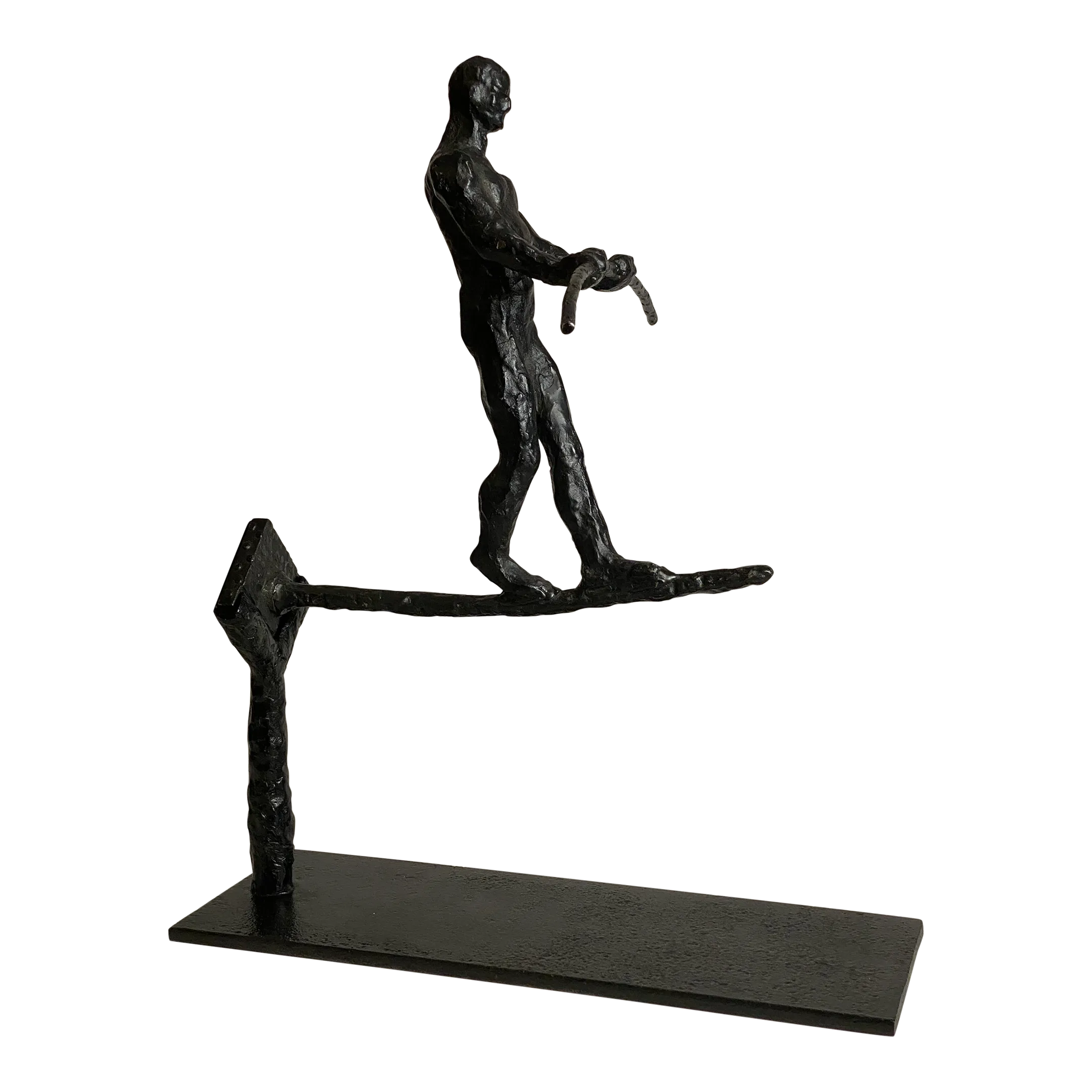 Brutalist Highwire Tightrope Walker Sculpture | Chairish