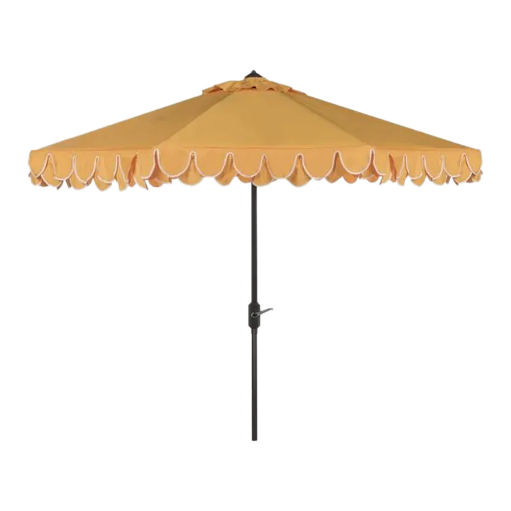 Outdoor Valance 11ft Round Umbrella - Yellow | Chairish