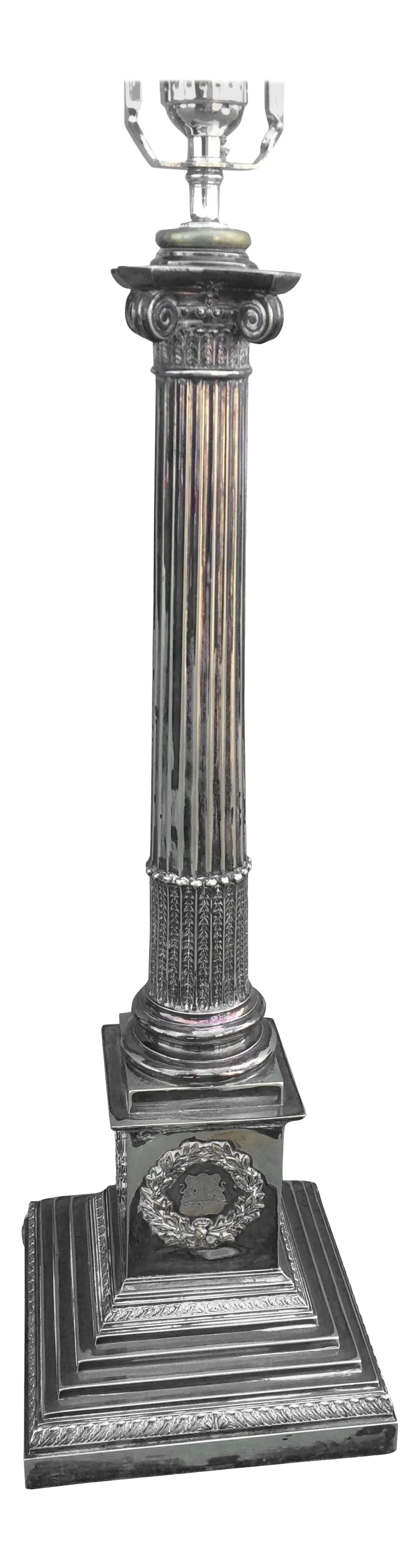 Silver Neoclassical Column Table Lamp | Chairish