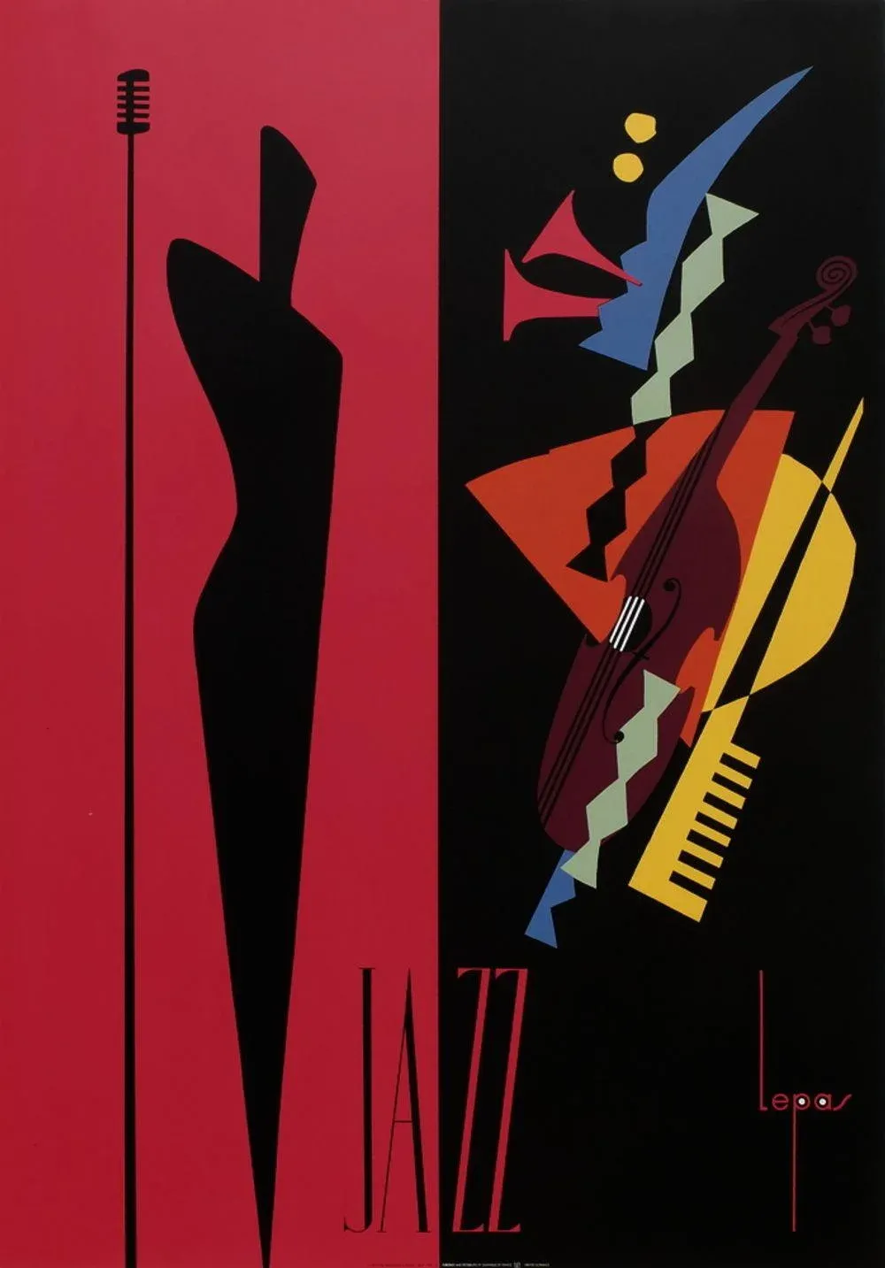 1990 Patrick Lepas Jazz Graphique De France Screen Print Poster | Chairish