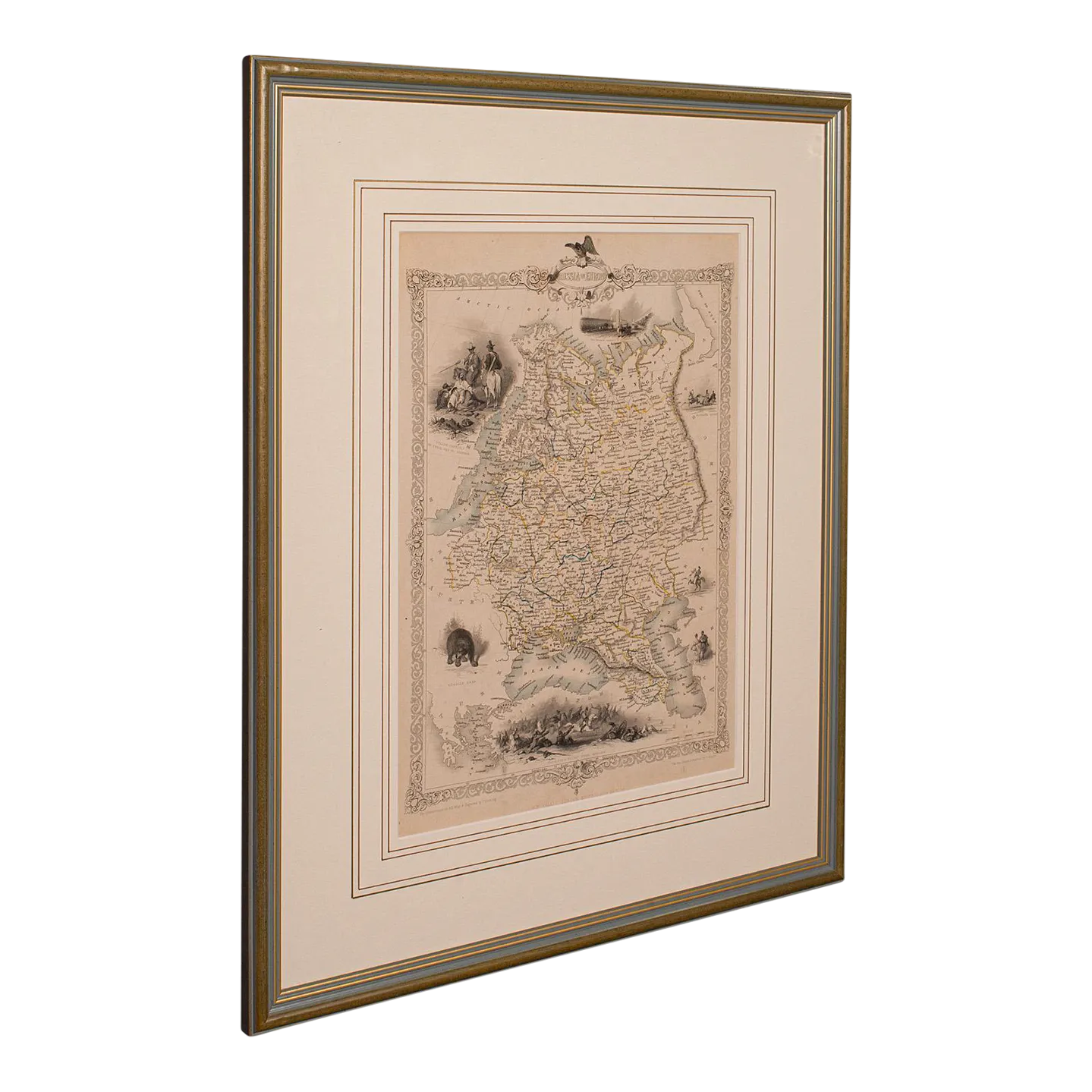 1850's Antique Lithography Map Western Russia | Chairish