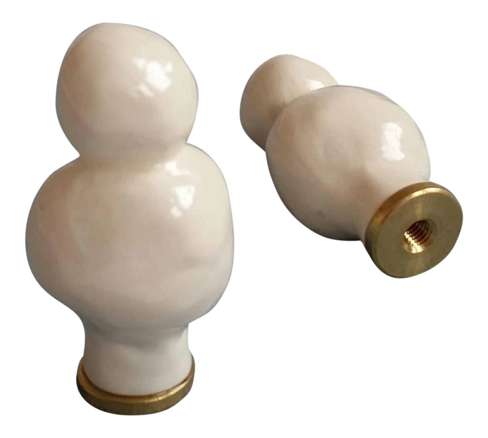 Handmade Ceramic White Finials for Lamps - a Pair | Chairish