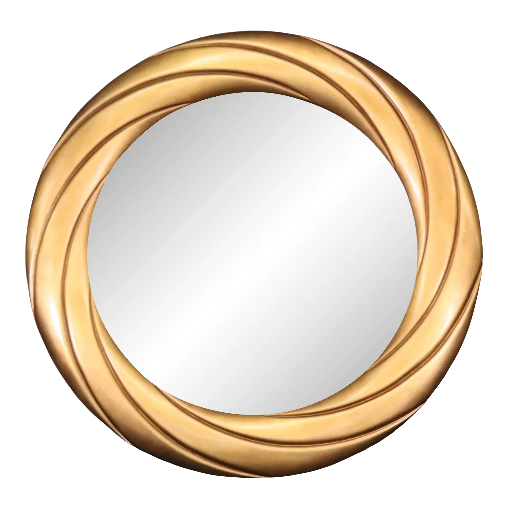 Large Beveled Circular Wall Mirror in Gold | Chairish