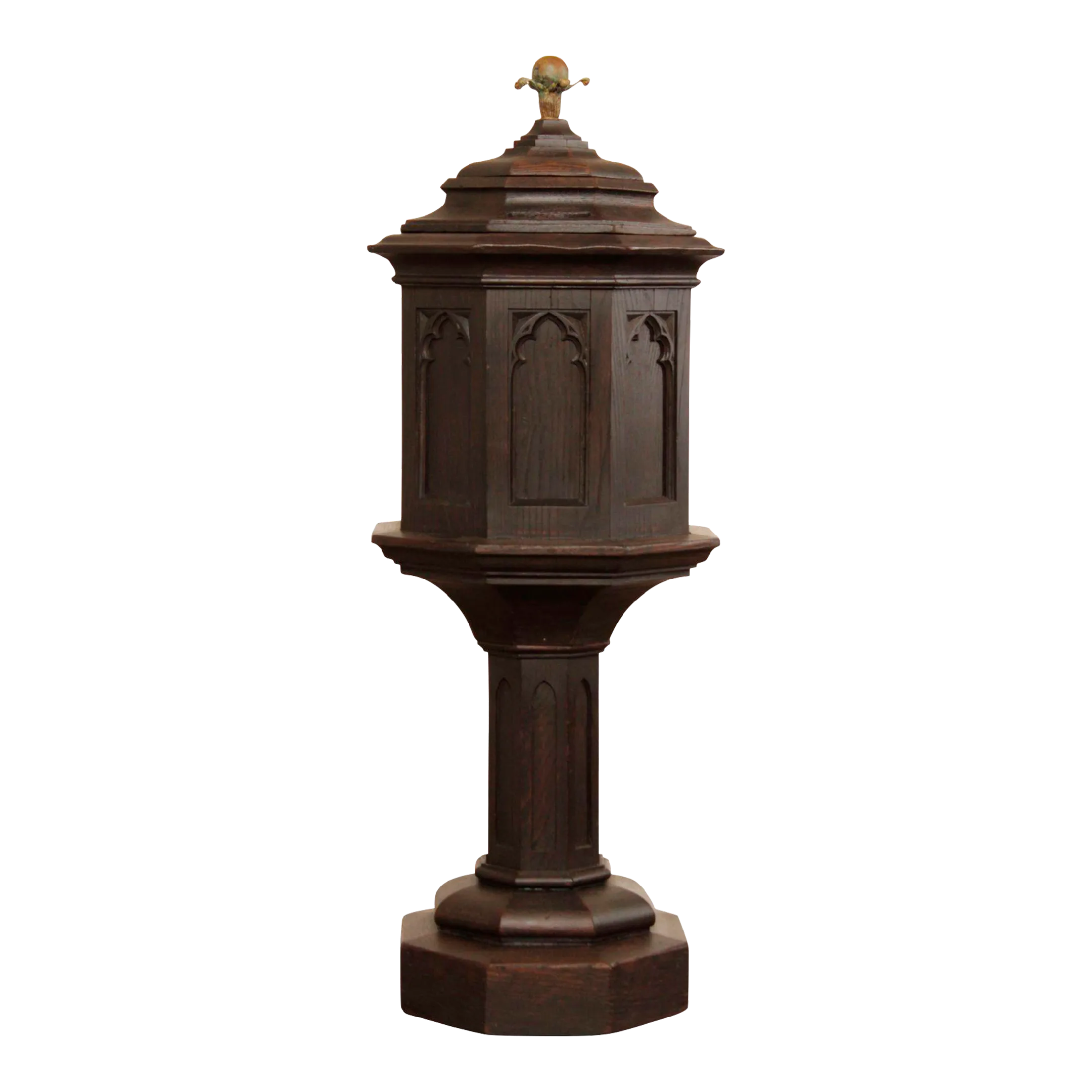 Antique Gothic Revival Carved Ash Offering Box | Chairish