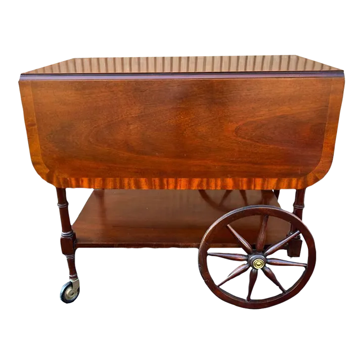 Mid 20th Century Vintage Baker Federal Style Drop Leaf Table Cart With ...